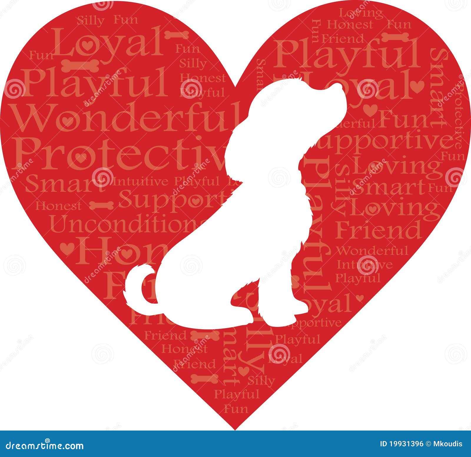 De Hond Van Het Hart Van Word Vector Illustratie - Illustration of ...