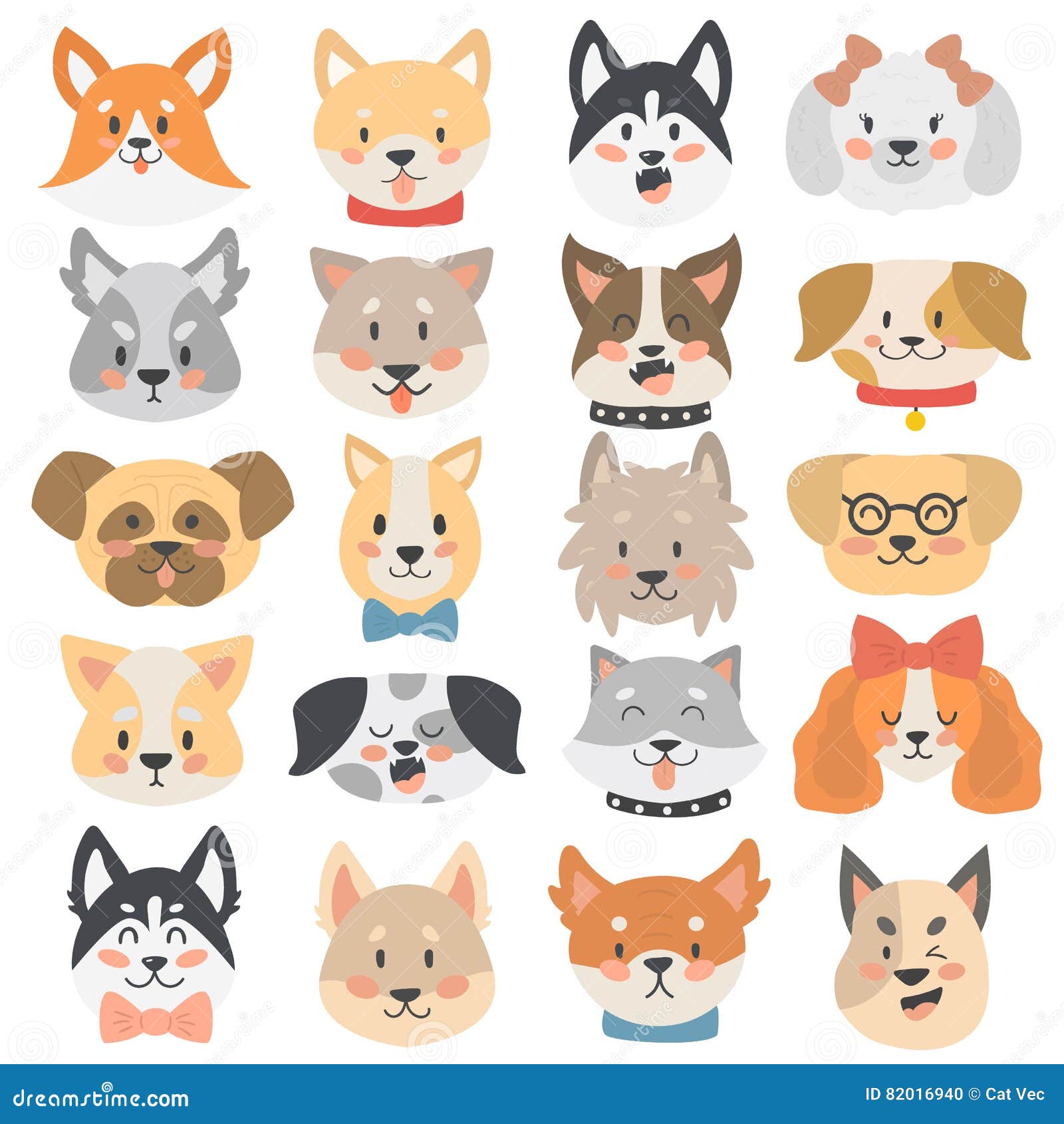 De Honden Leidt Emoticons Vectorreeks Vector Illustratie - Illustration ...