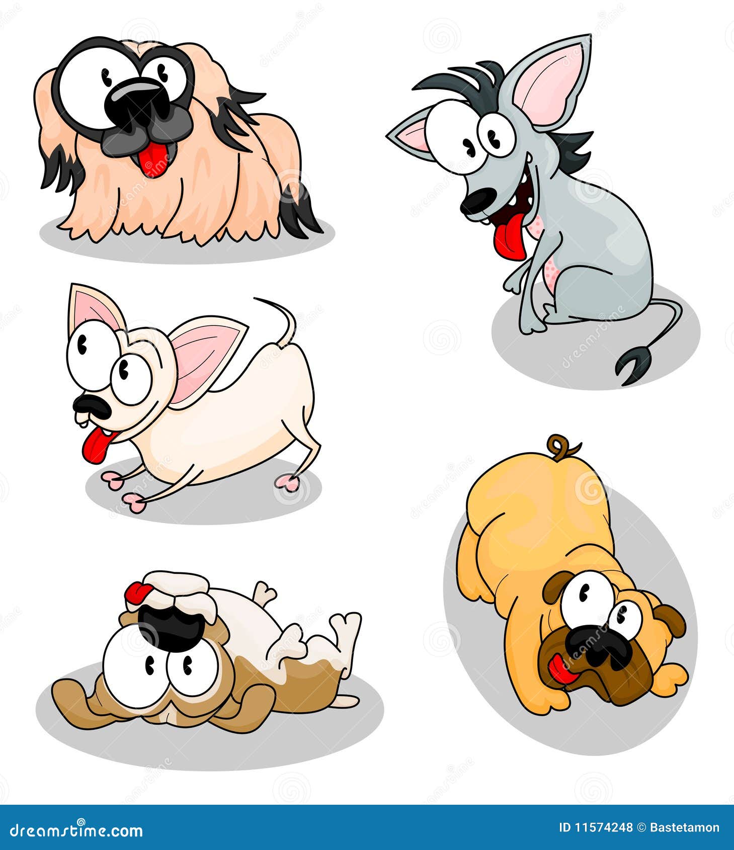 De Honden Van Het Beeldverhaal Vector Illustratie - Illustration of ...