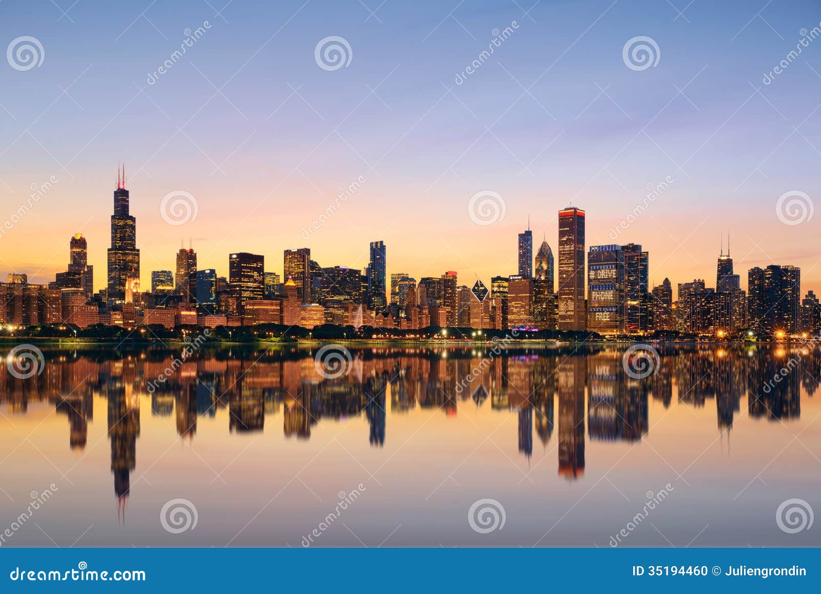 De horizon van Chicago stock foto. Image of amerika, panoramisch - 35194460