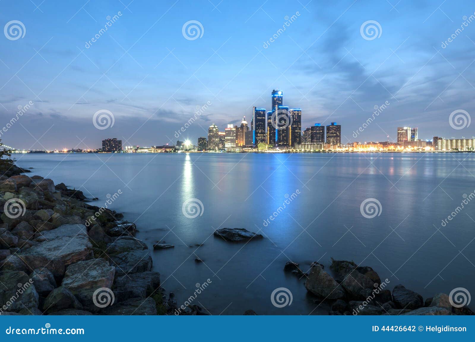 De Horizon van Detroit stock foto. Image of rivier, donker - 44426642