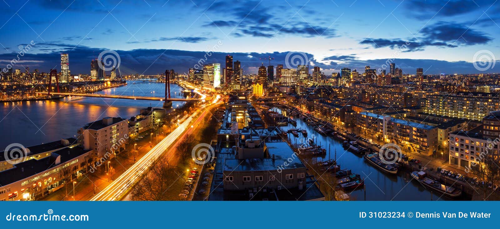 De Horizonpanorama Van Rotterdam Stock Foto - Image of europa, haven ...