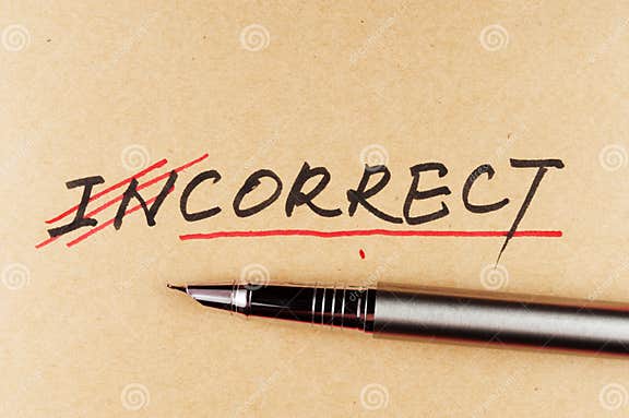 De incorreto a correto imagem de stock. Imagem de texto - 28956841