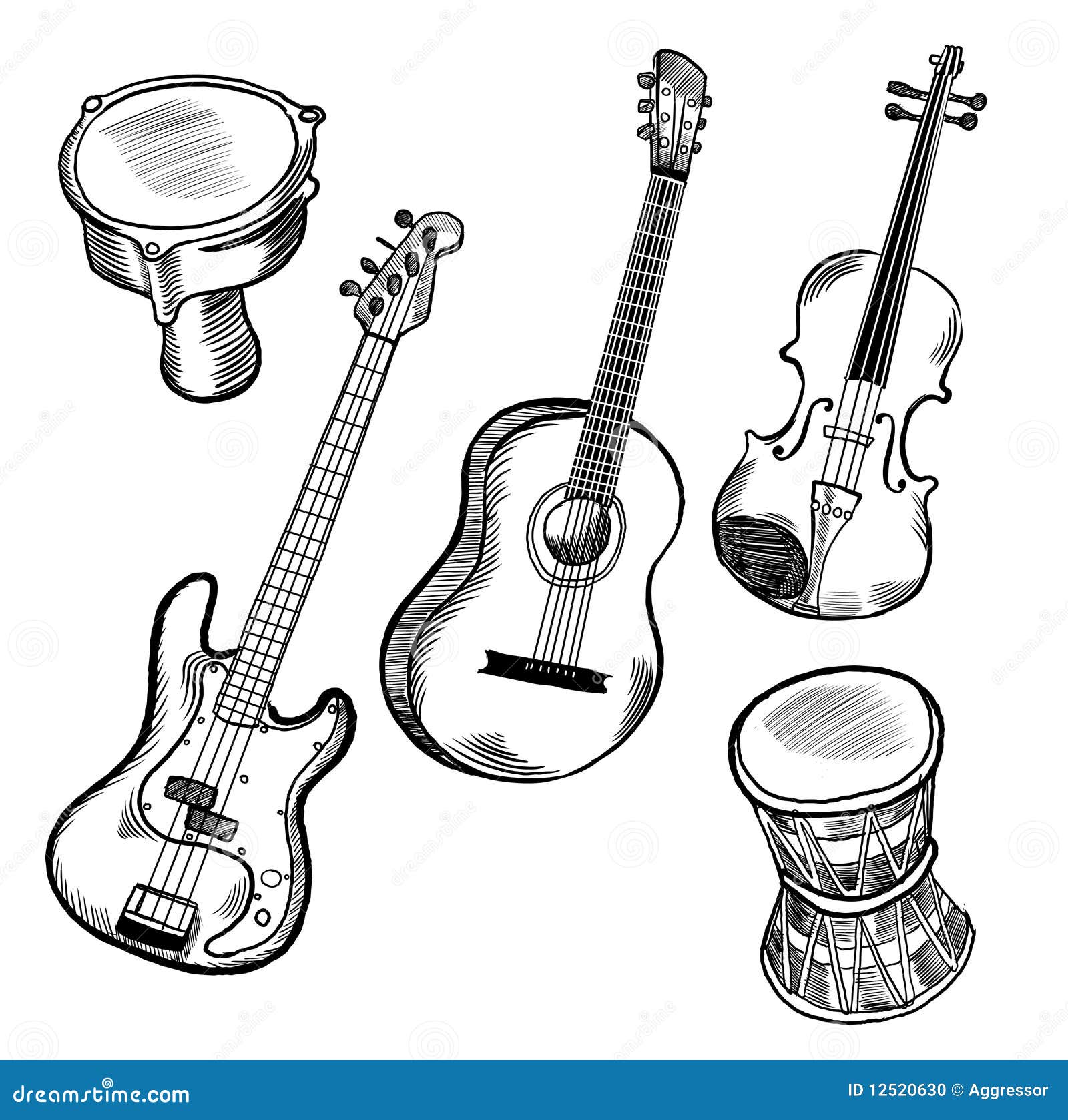De Instrumenten Van De Muziek Vector Illustratie - Illustration of ...