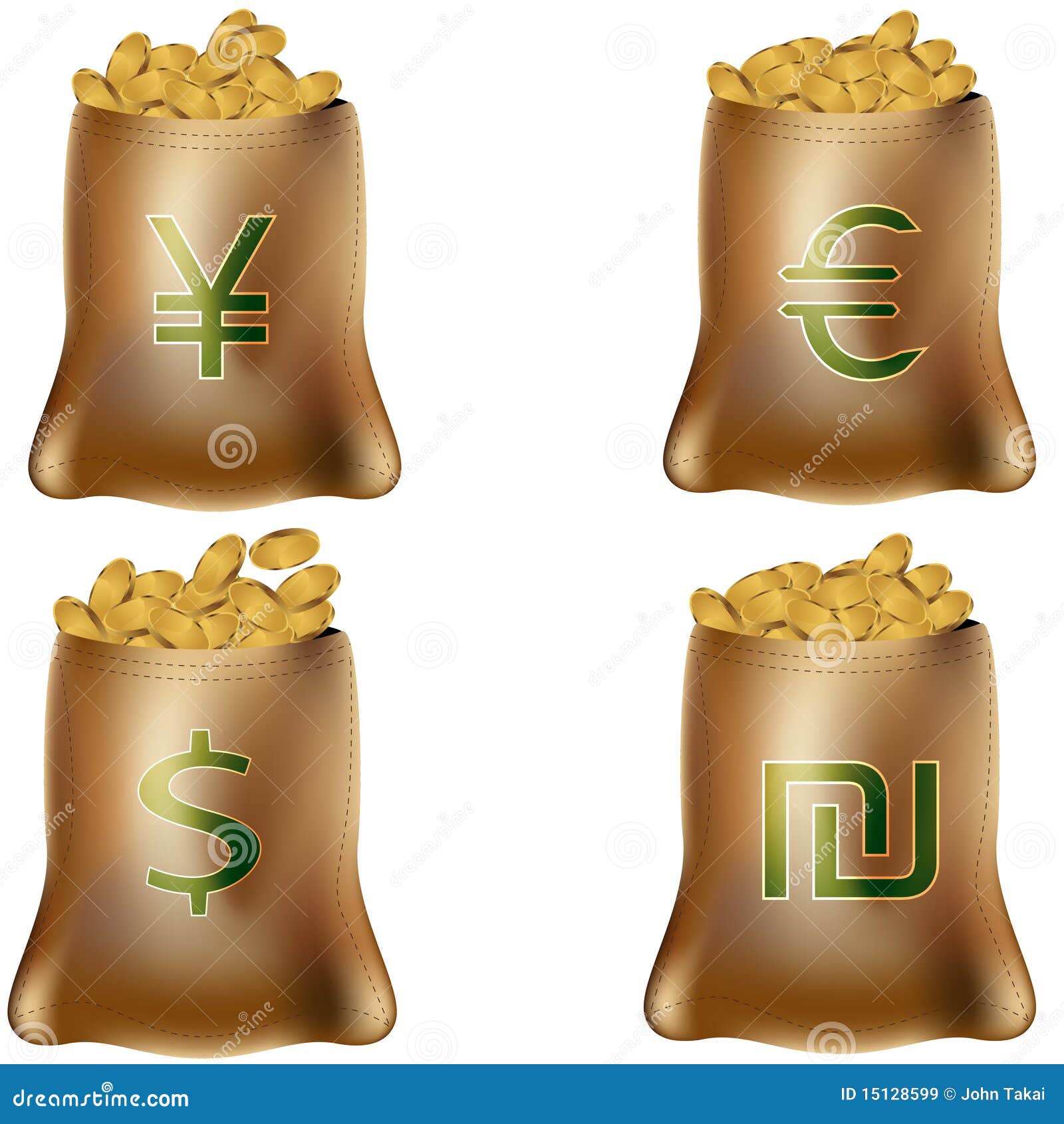De Internationale Zakken Van Het Geld Vector Illustratie - Illustration ...