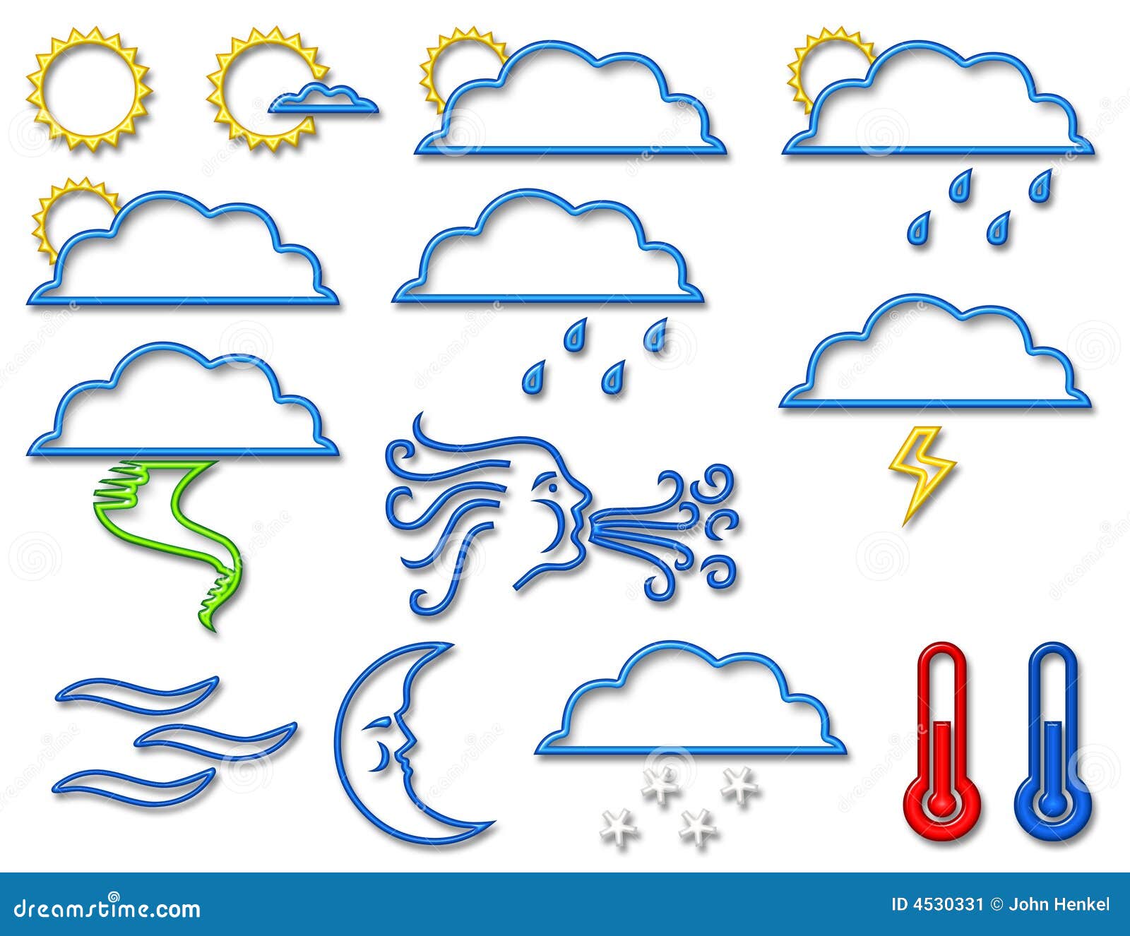 De Inzameling Van Het Symbool Van Het Weer in Neon Stock Illustratie ...