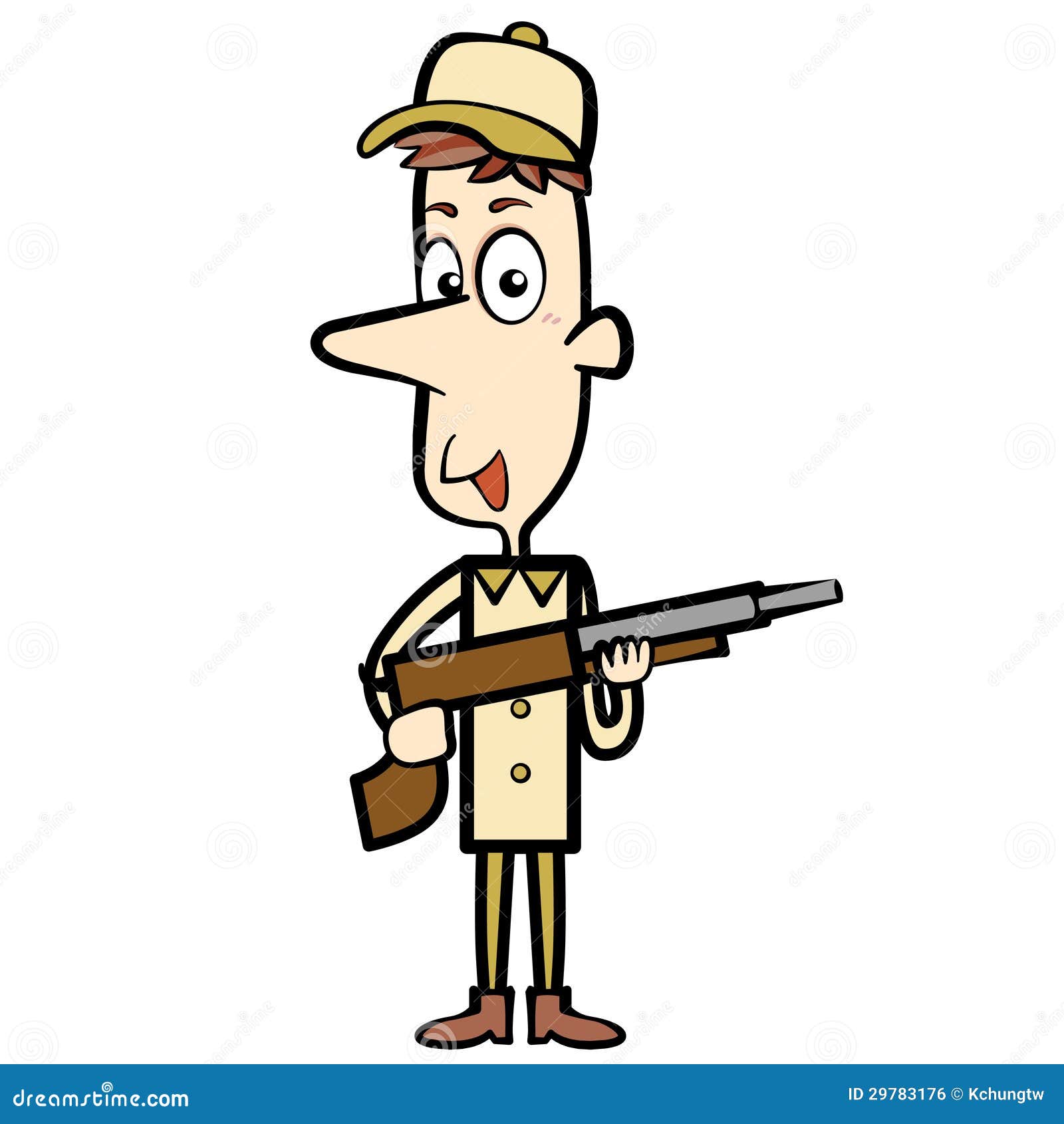 De Jager Van Het Beeldverhaal Met Een Jachtgeweer Vector Illustratie ...