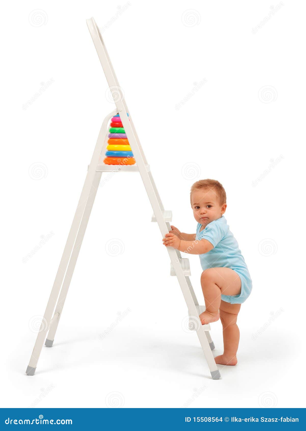 De Jongen Van De Baby Op Ladder Stock Foto - Image of geïsoleerd ...