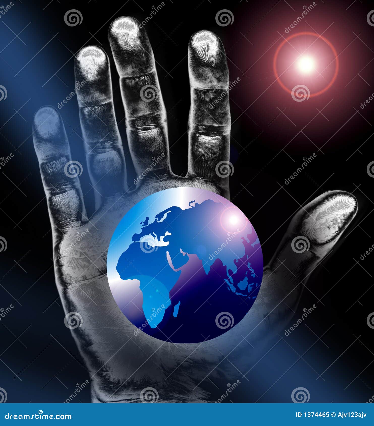 De Kaart of De Bol Van De Wereld Plus Hand Stock Illustratie ...