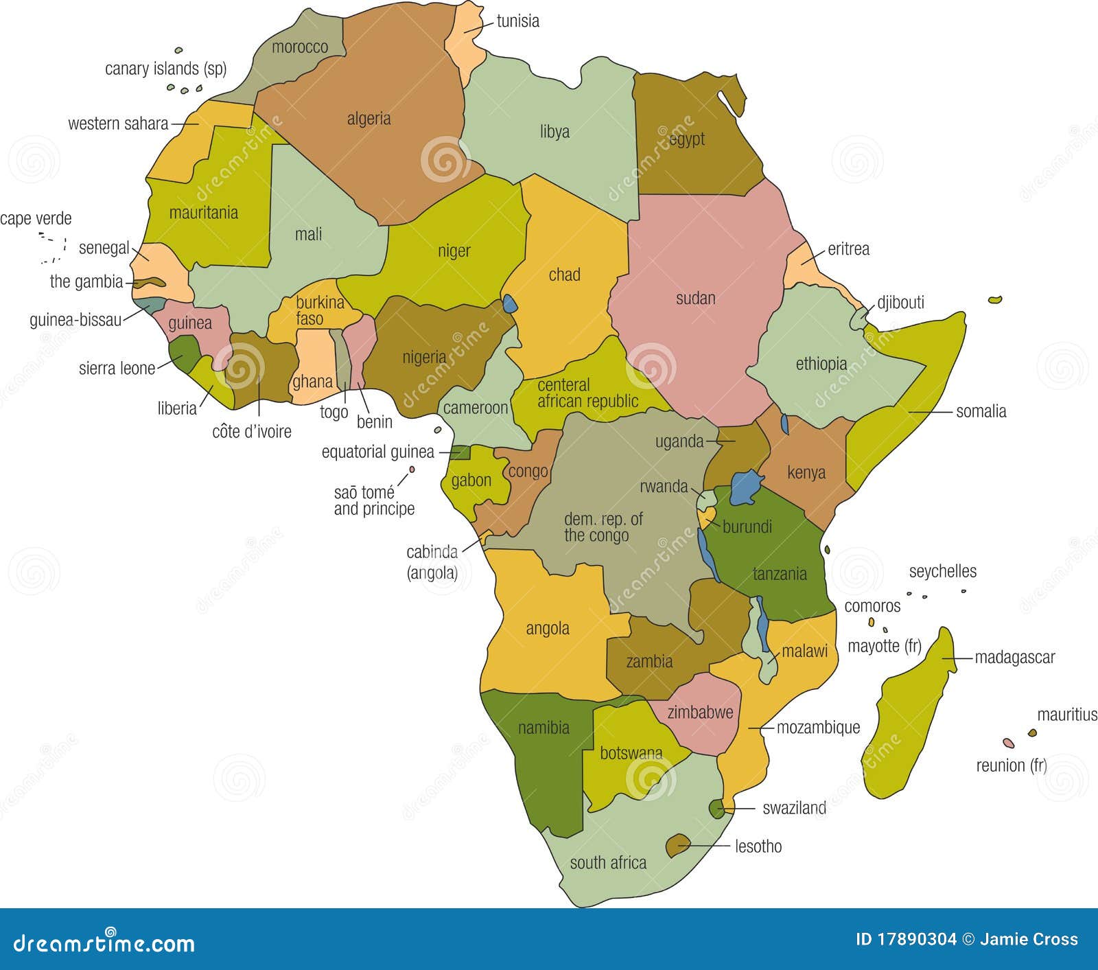 De Kaart van Afrika vector illustratie. Illustratie bestaande uit ...