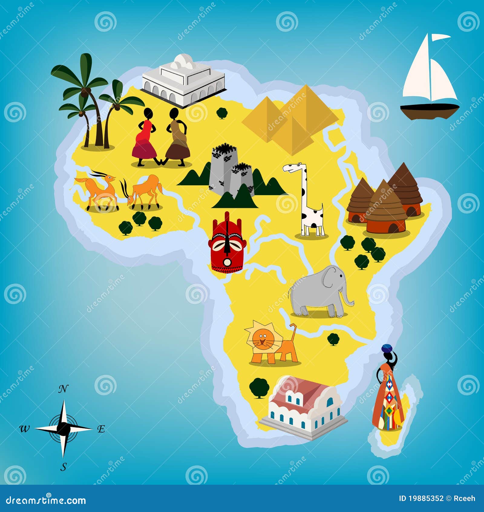 De kaart van Afrika vector illustratie. Illustration of geïllustreerd ...