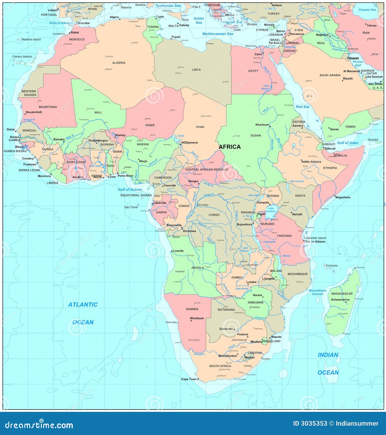 De kaart van Afrika stock illustratie. Illustratie bestaande uit ...