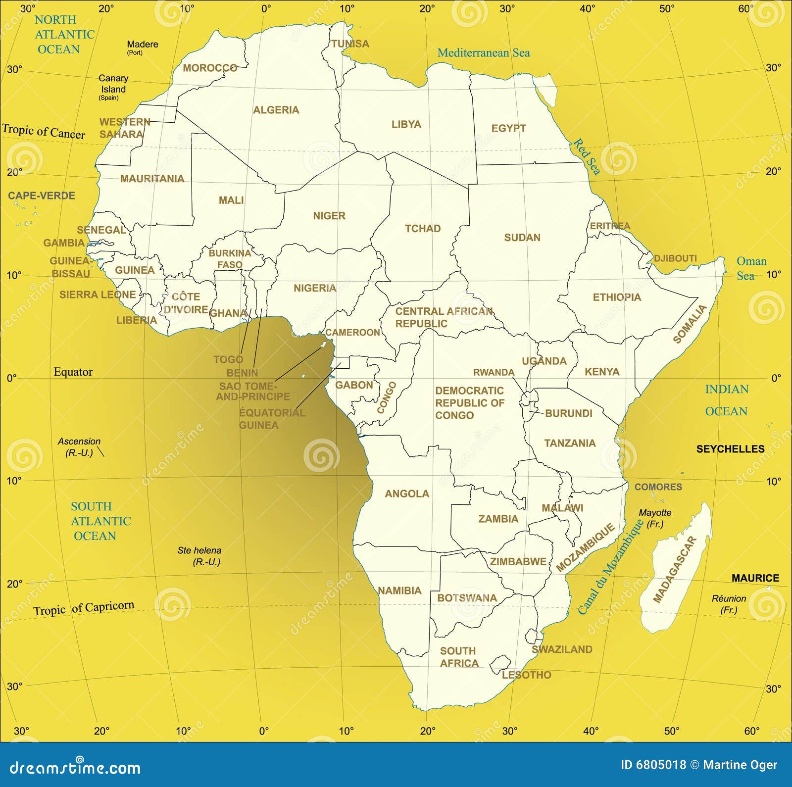 De Kaart van Afrika. vector illustratie. Illustration of leven - 6805018