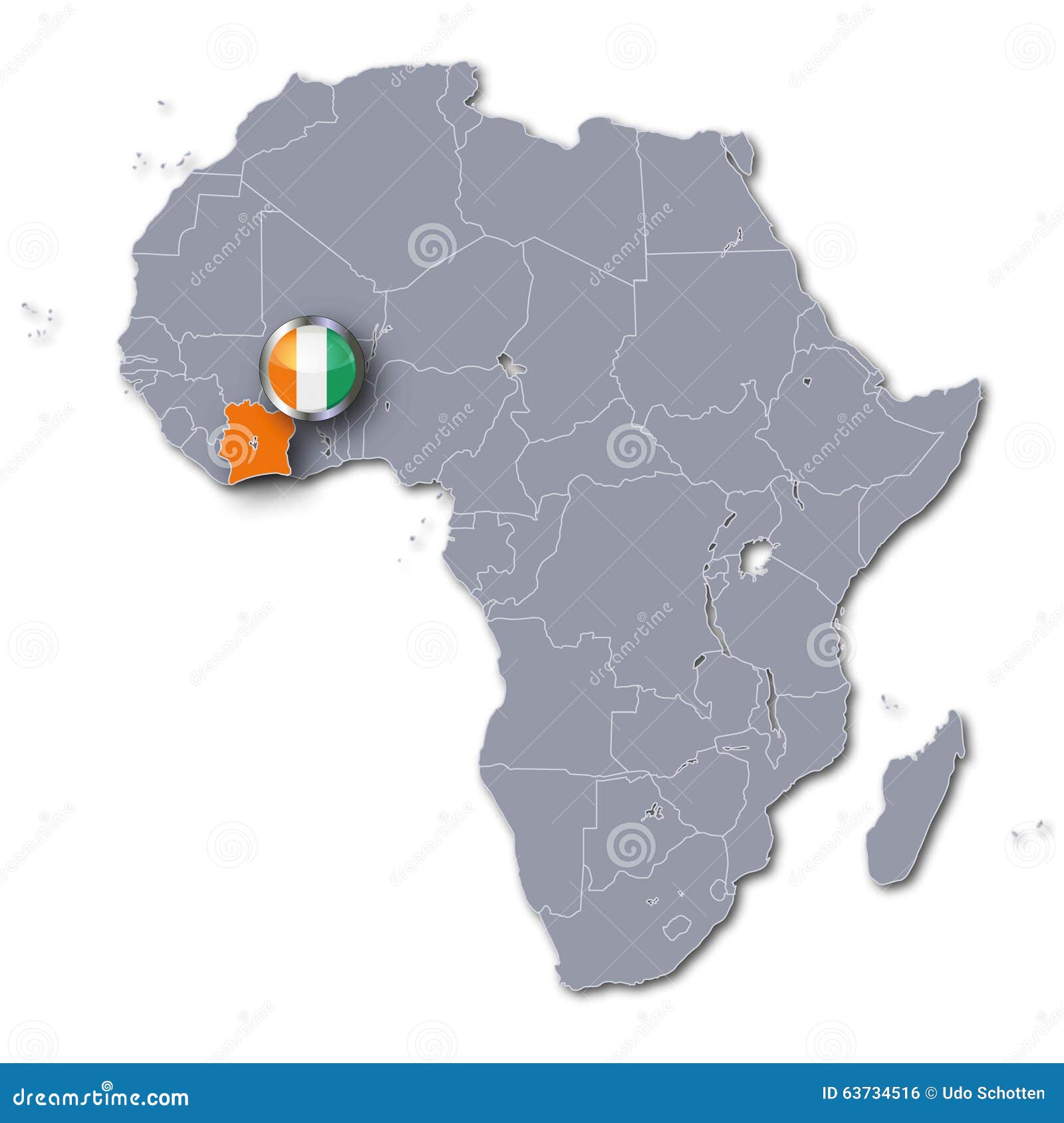 De Kaart Van Afrika Met Ivoorkust Stock Illustratie - Illustration of ...