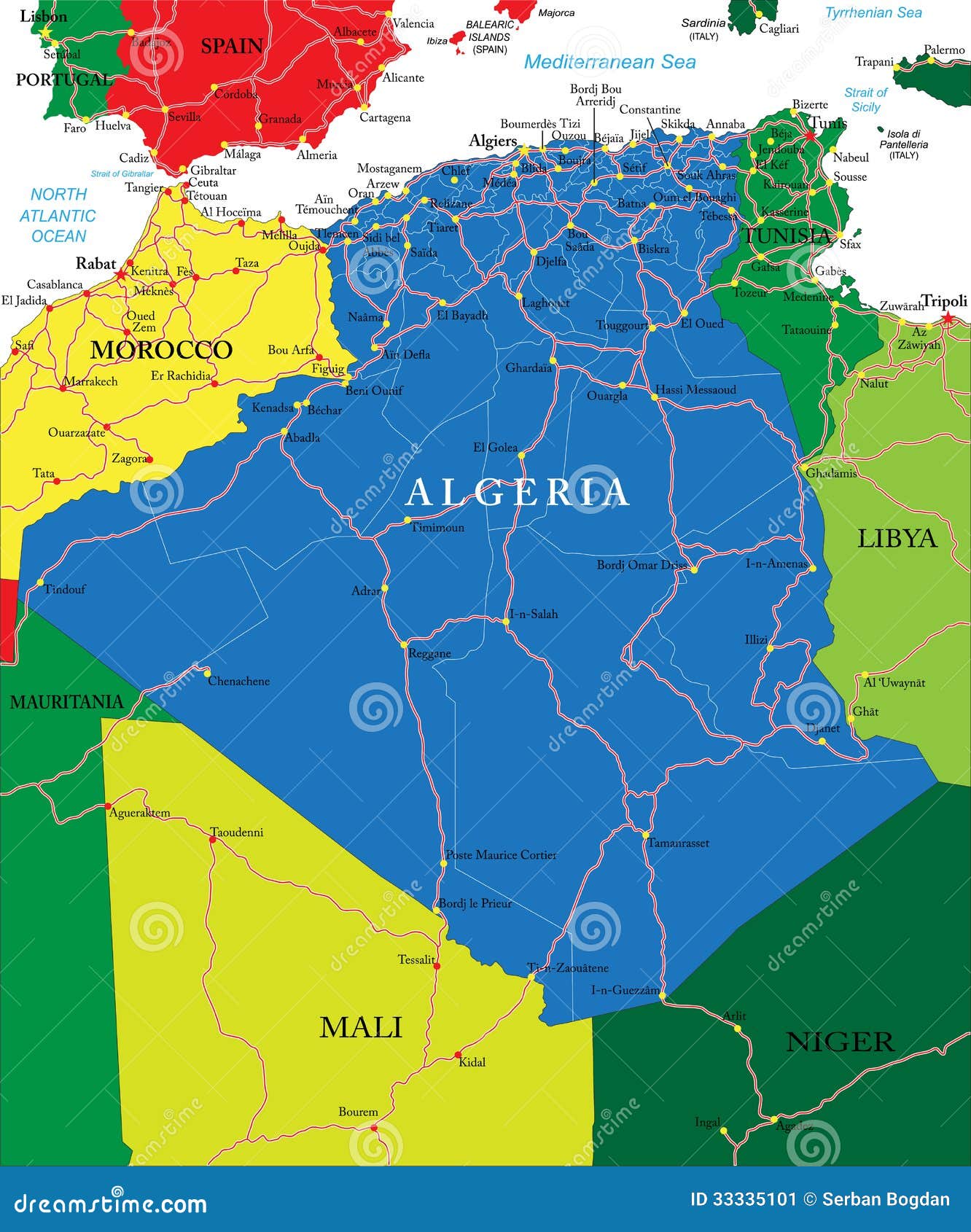 De kaart van Algerije vector illustratie. Illustration of illustratie ...