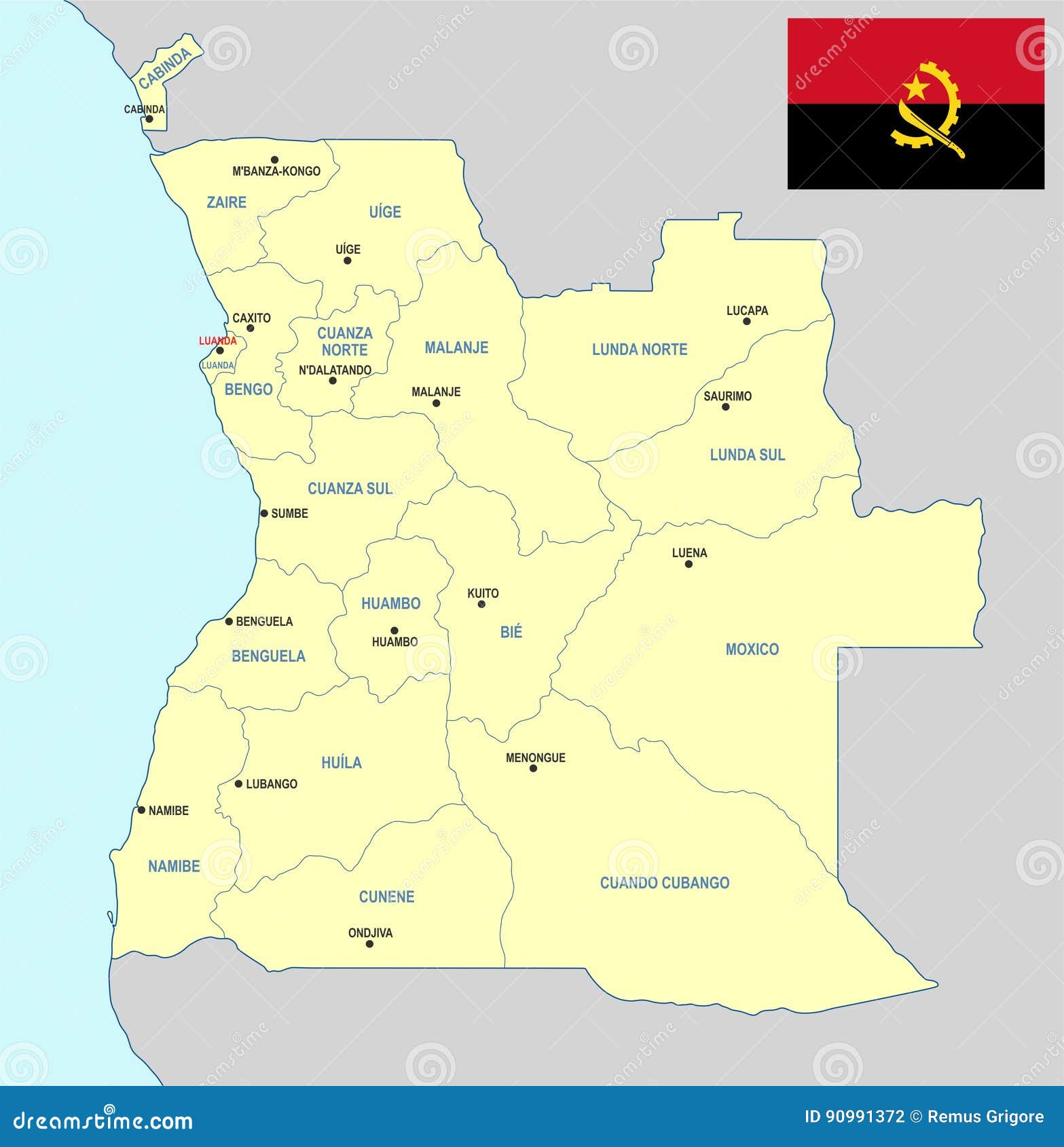 De kaart van Angola vector illustratie. Illustration of luanda - 90991372