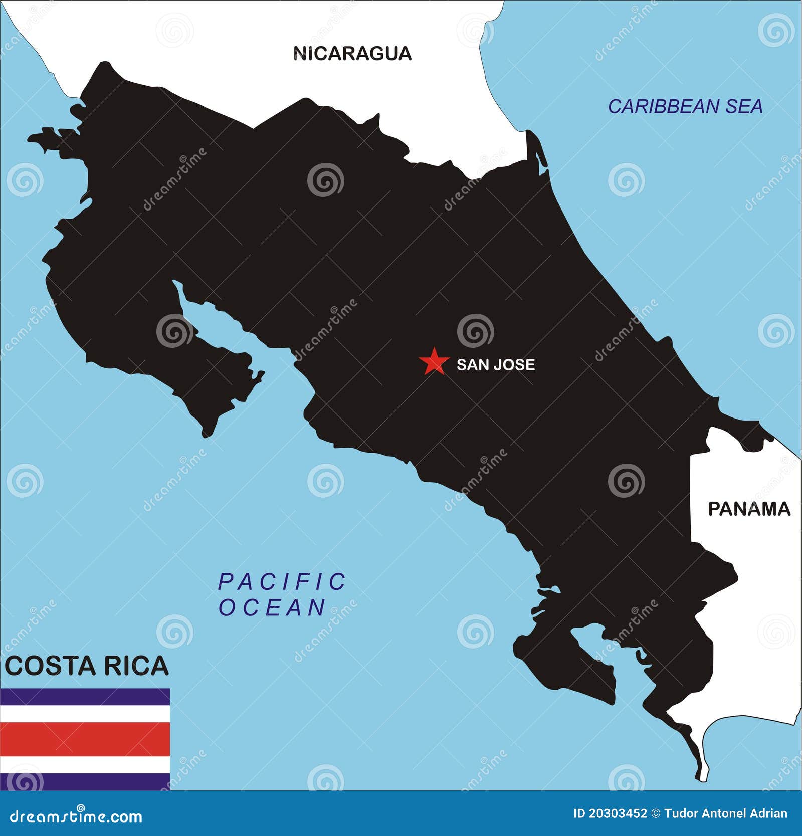 De kaart van Costa Rica stock illustratie. Illustration of achtergrond ...