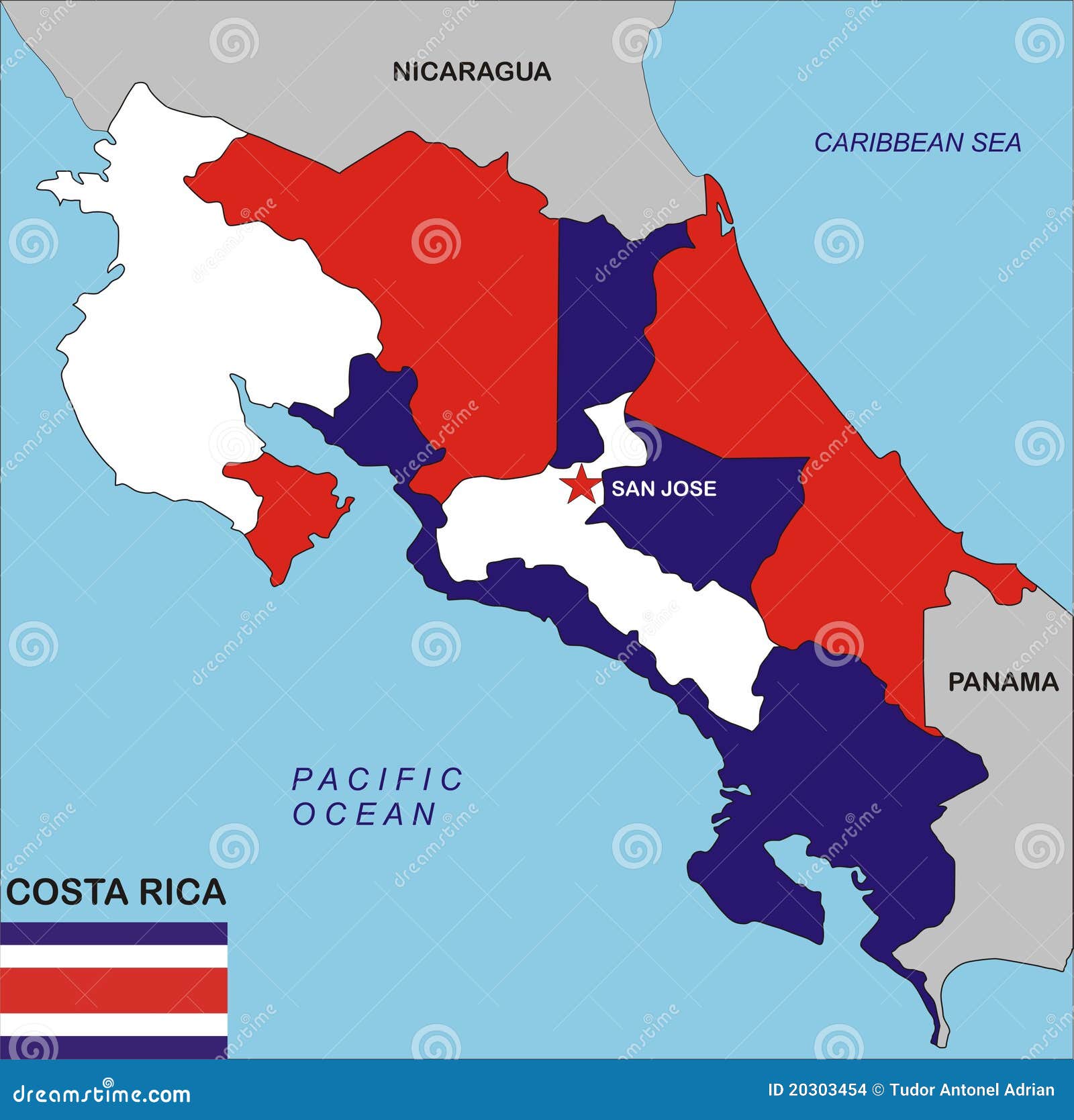 De kaart van Costa Rica stock illustratie. Illustration of rica - 20303454