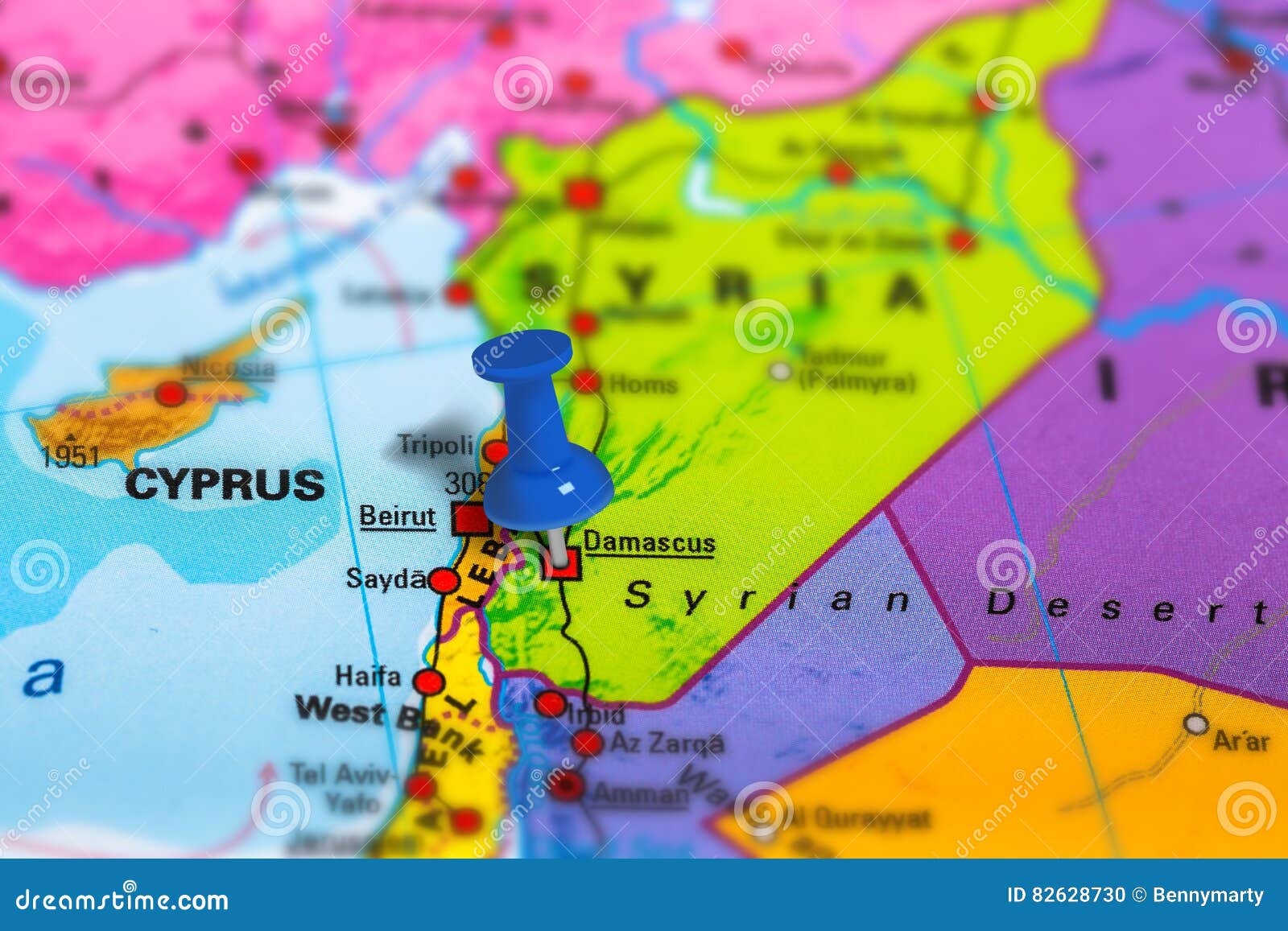 De Kaart Van Damascus Syrië Stock Foto - Image of exploratie, azië ...