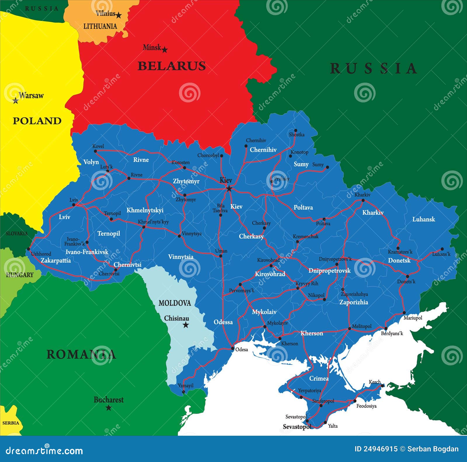 De kaart van de Oekraïne vector illustratie. Illustration of europa ...