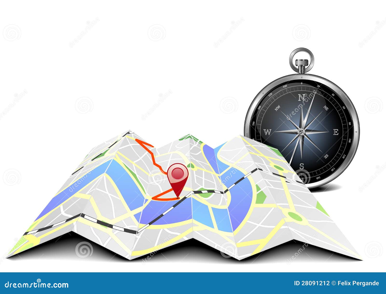 De Kaart Van De Stad Met Kompas Stock Illustratie - Illustration of ...