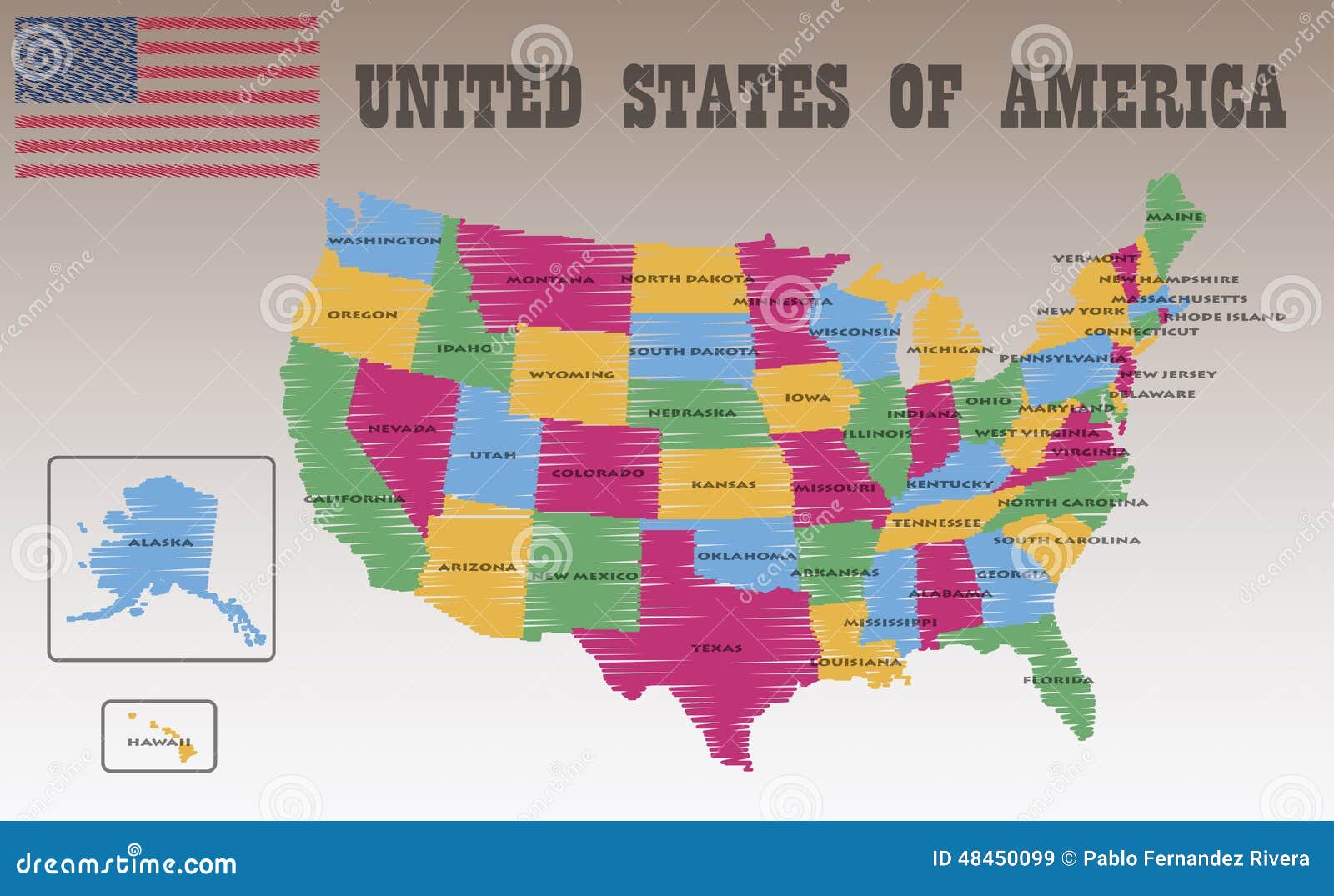 De Kaart Van De Verenigde Staten Van Amerika Stock Illustratie ...