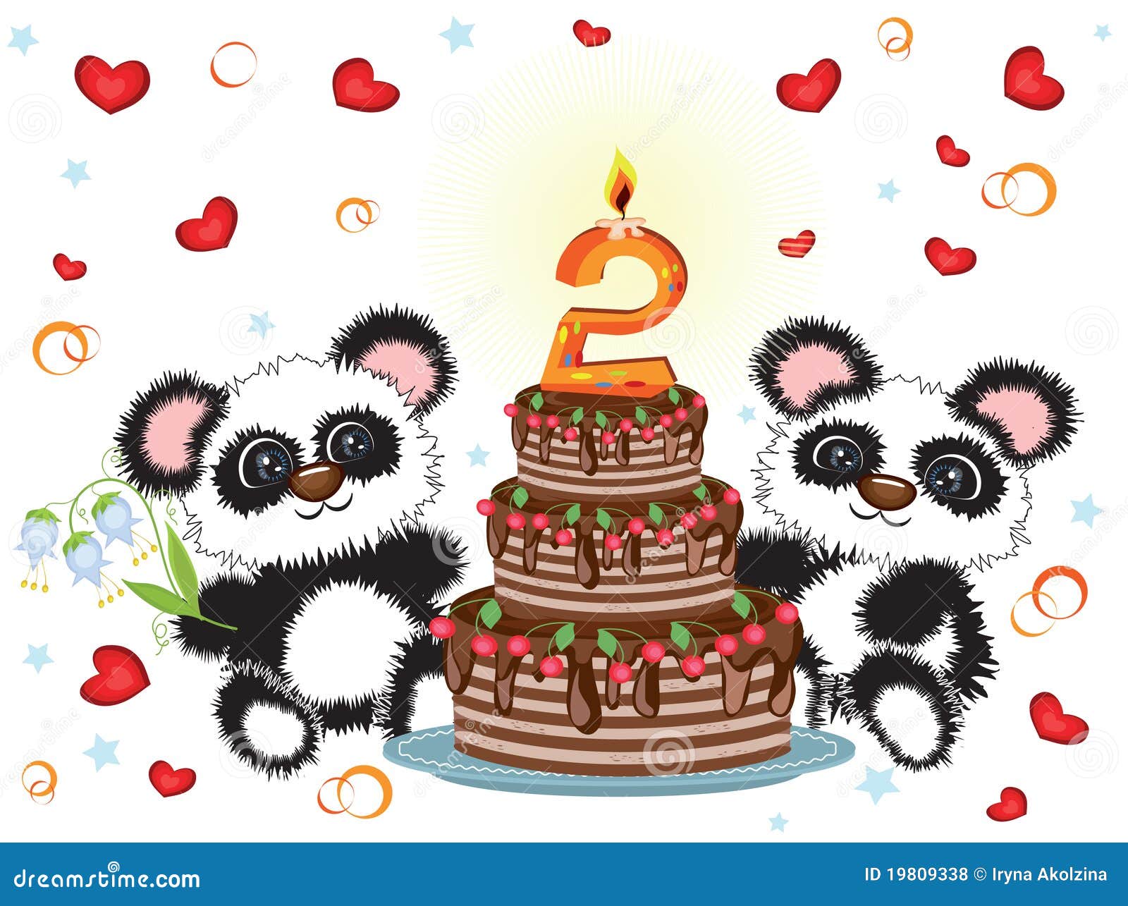 De Kaart Van De Verjaardag, Twee Jaar Vector Illustratie - Illustration ...