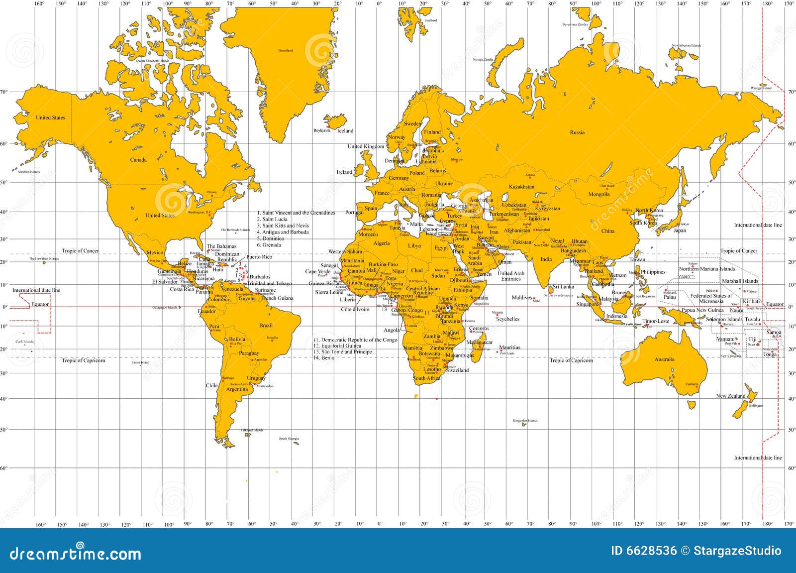 De kaart van de wereld stock illustratie. Illustration of wereld - 6628536