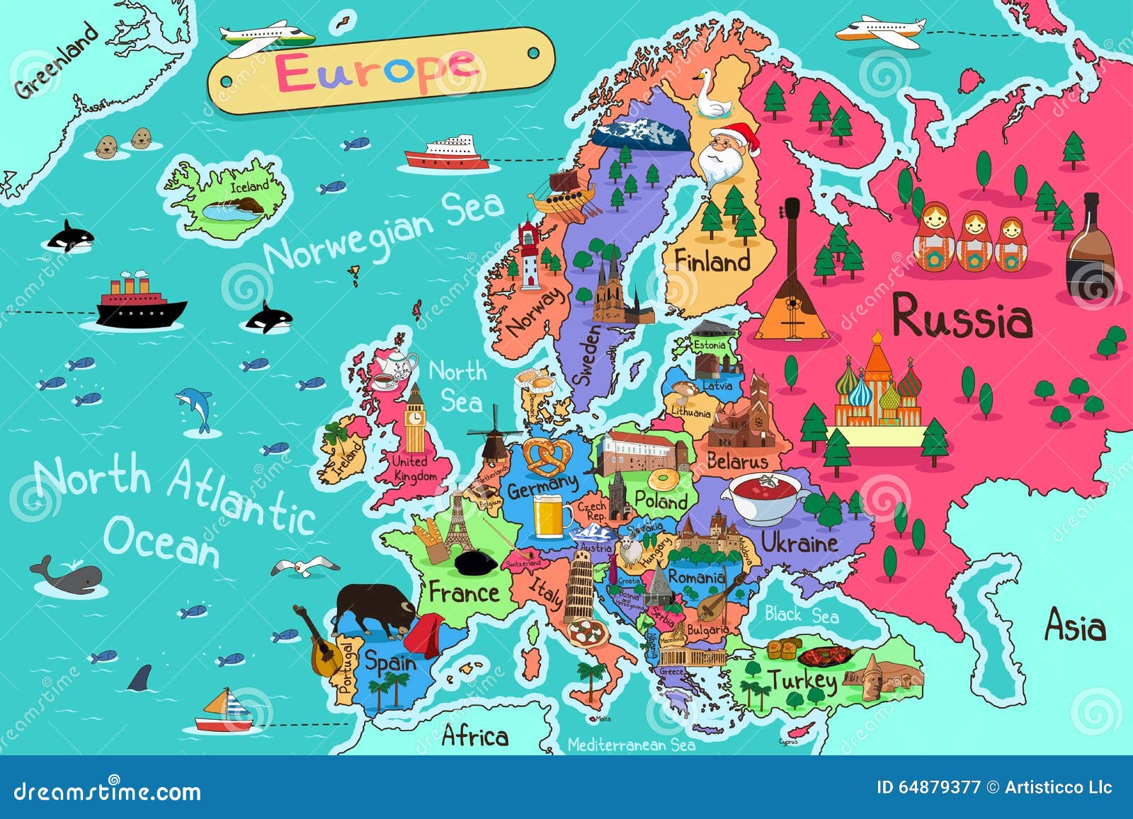 De kaart van Europa vector illustratie. Illustration of modern - 64879377