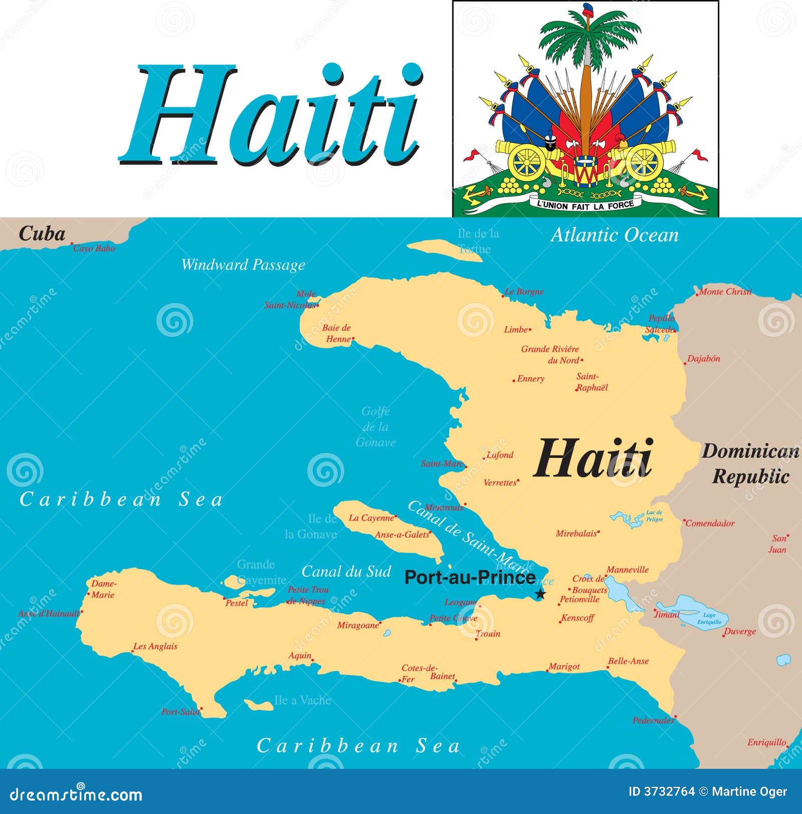 De kaart van Haïti. vector illustratie. Illustration of zuiden - 3732764
