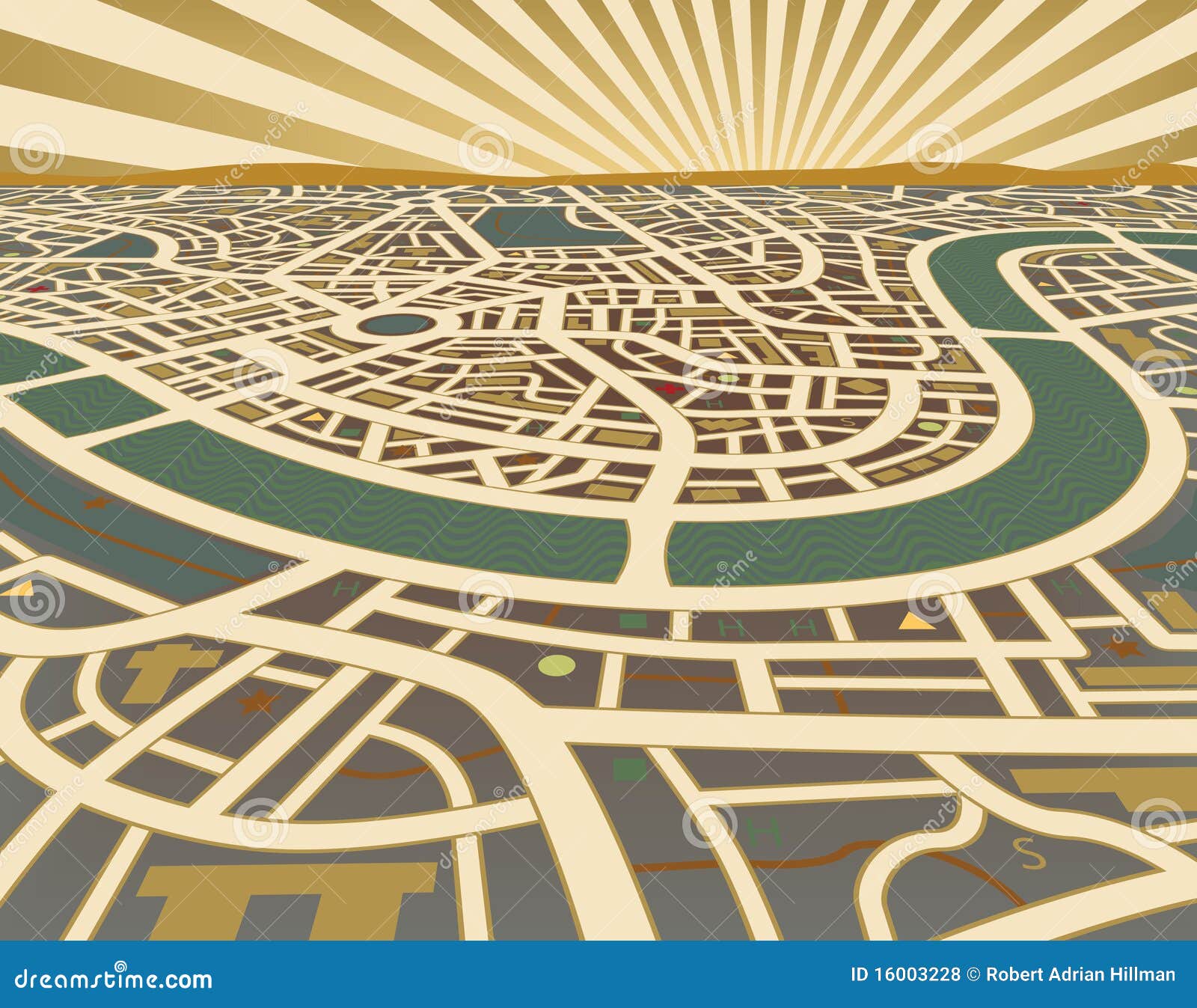 De Kaart Van Het Perspectief Vector Illustratie - Illustration of route ...