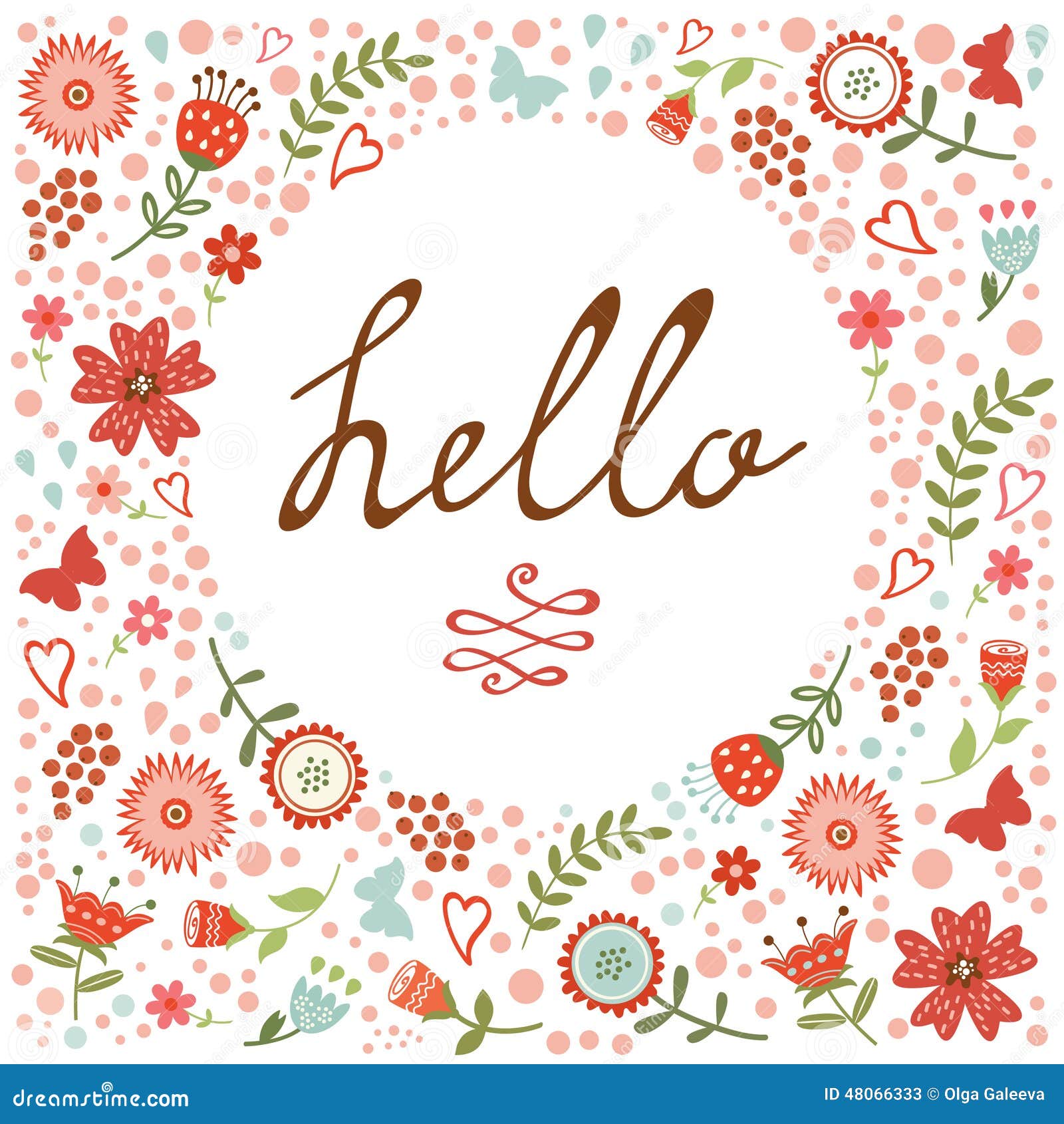 De Kaart Van Het Romaticconcept Hello Vector Illustratie - Illustration ...