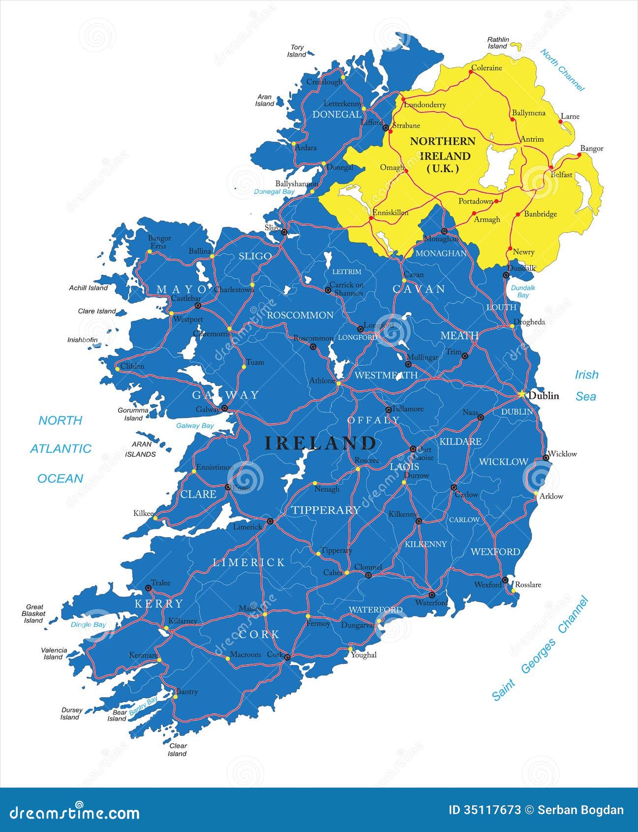 De kaart van Ierland vector illustratie. Illustration of grens - 35117673