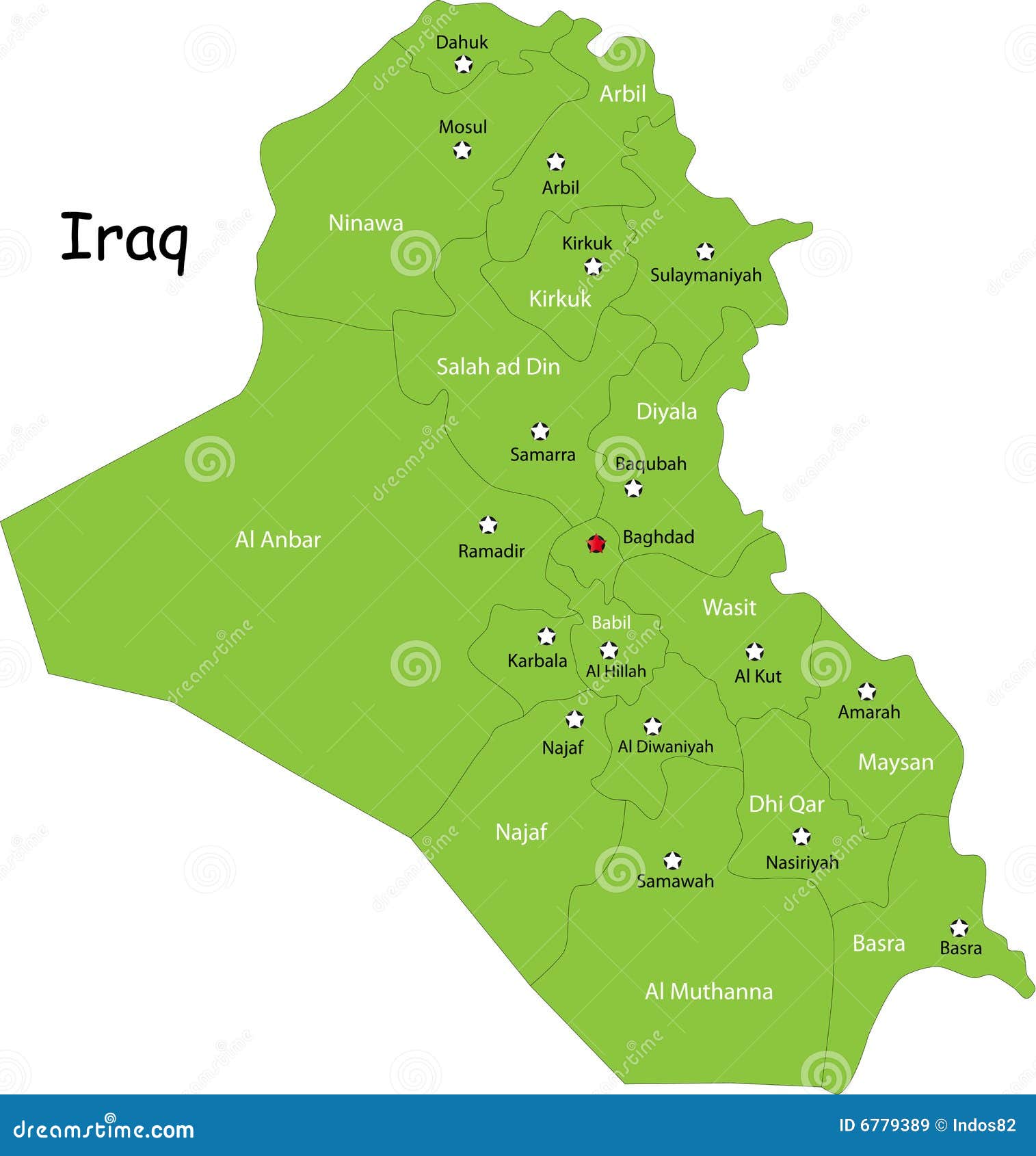 De kaart van Irak vector illustratie. Illustration of landen - 6779389