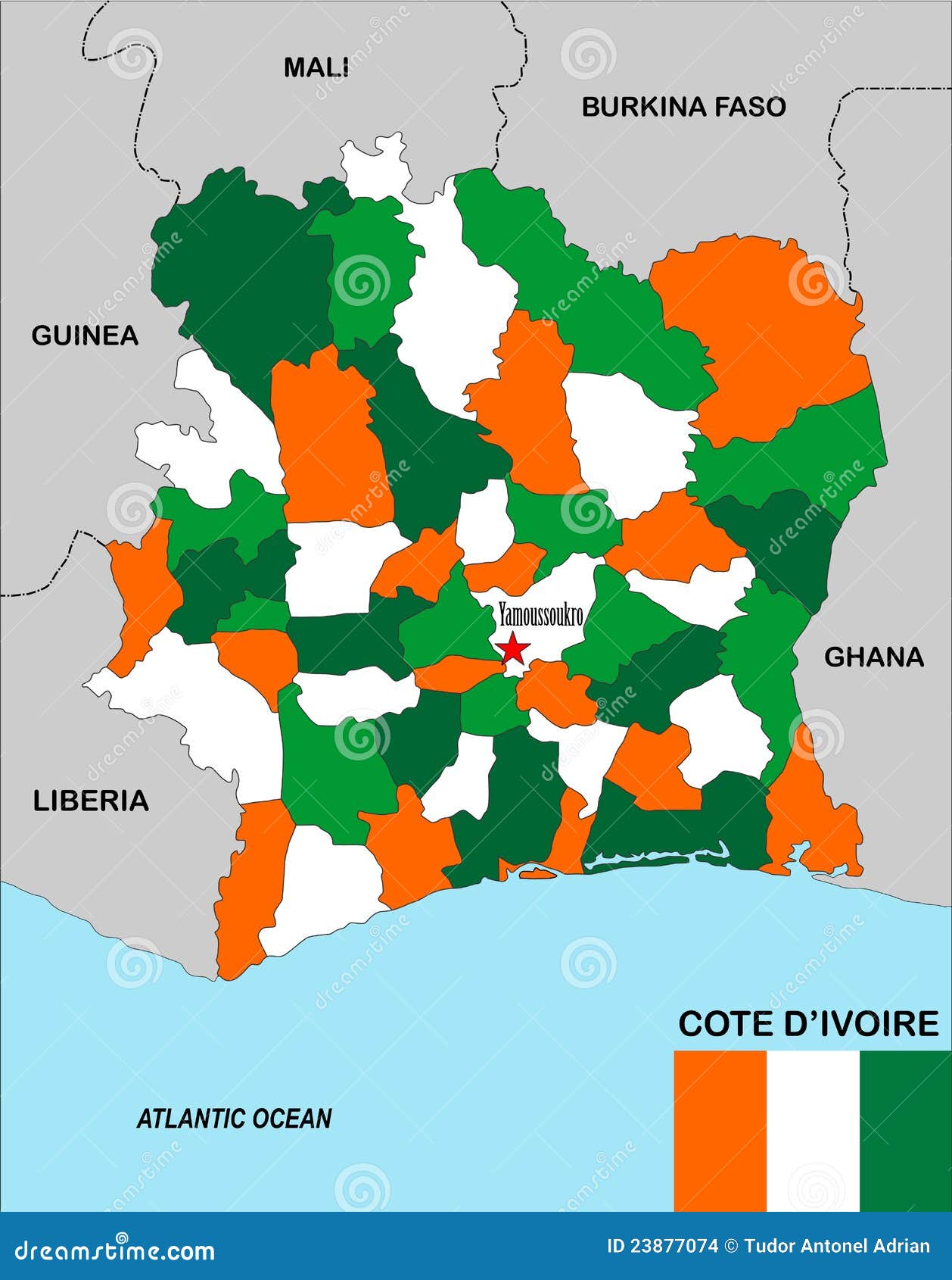 De kaart van Ivoorkust stock illustratie. Illustration of kust - 23877074