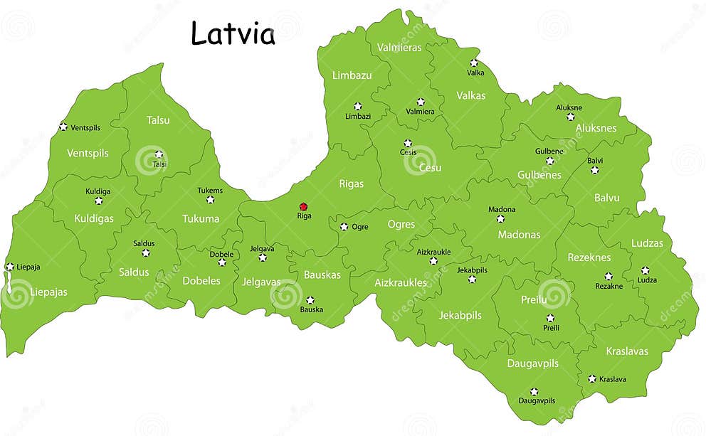 De kaart van Letland vector illustratie. Illustration of provincie ...