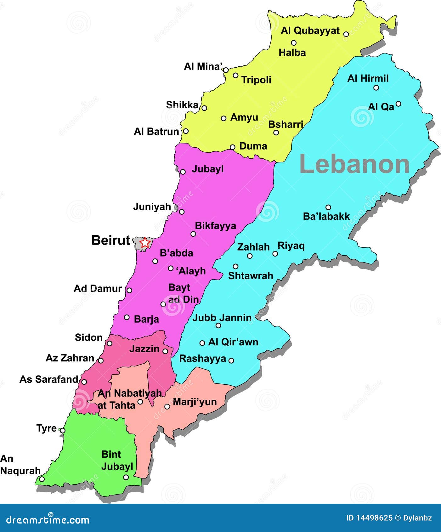 De kaart van Libanon vector illustratie. Illustratie bestaande uit ...