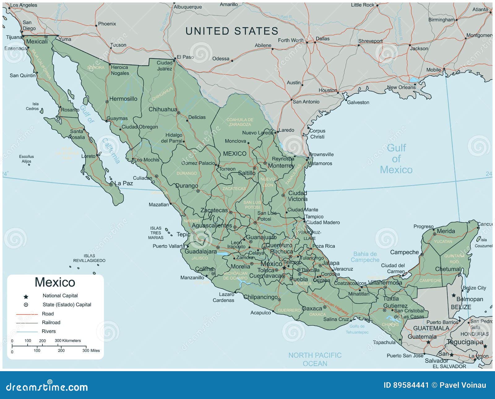 De Kaart Van Mexico Met Verkiesbare Gebieden Vector Vector Illustratie ...