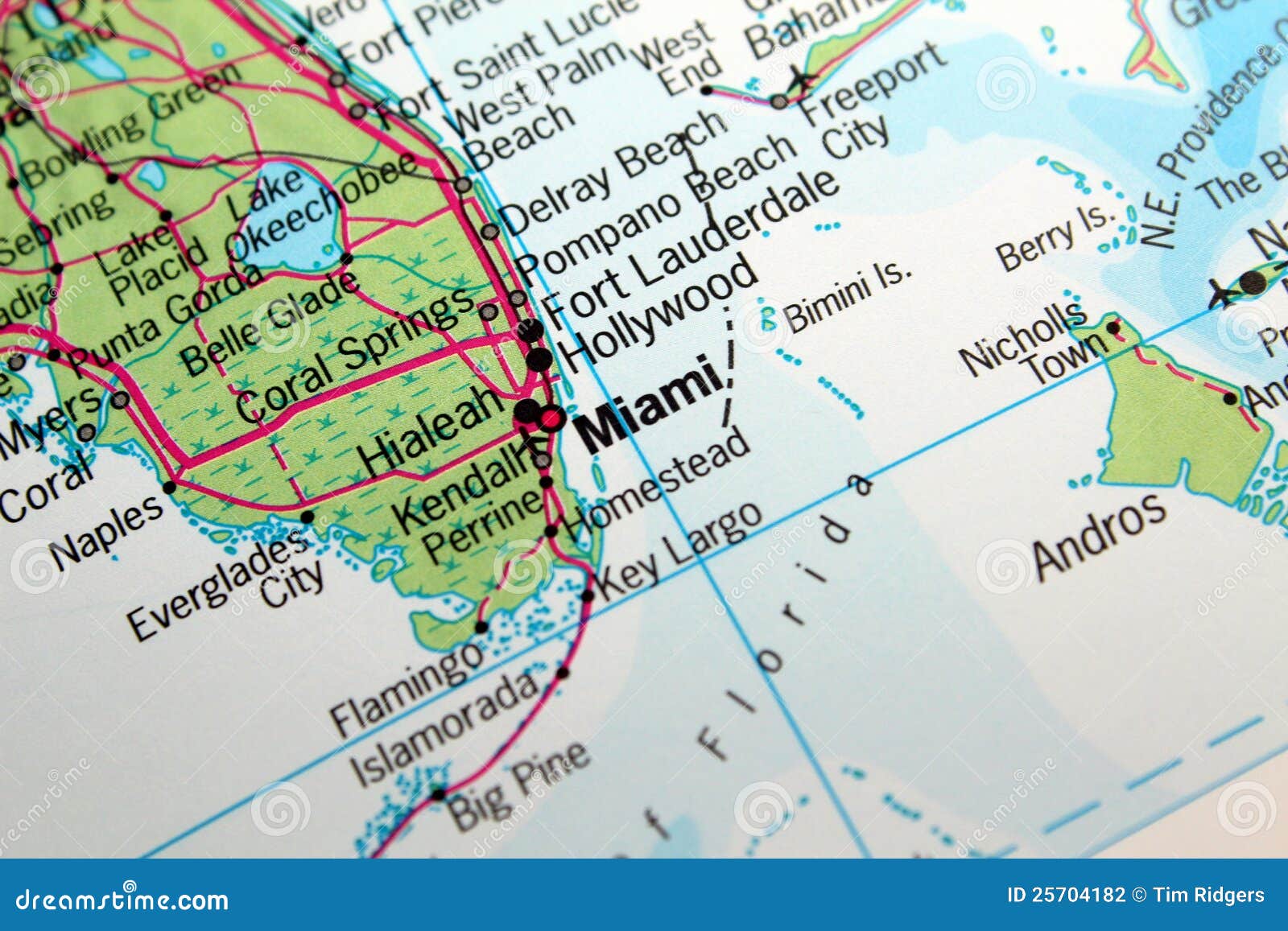 De Kaart Van Miami, Florida Stock Foto - Afbeelding bestaande uit atlas ...