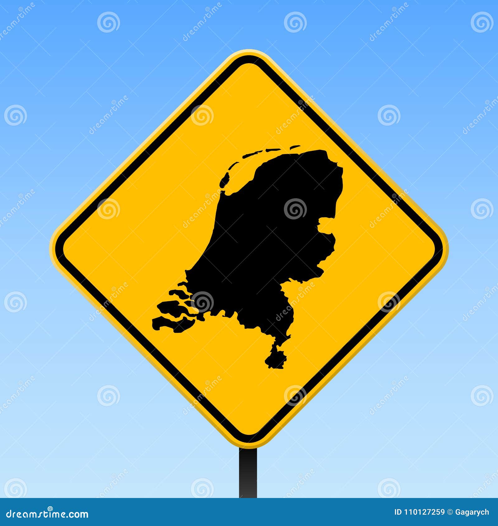 De Kaart Van Nederland Op Verkeersteken Vector Illustratie