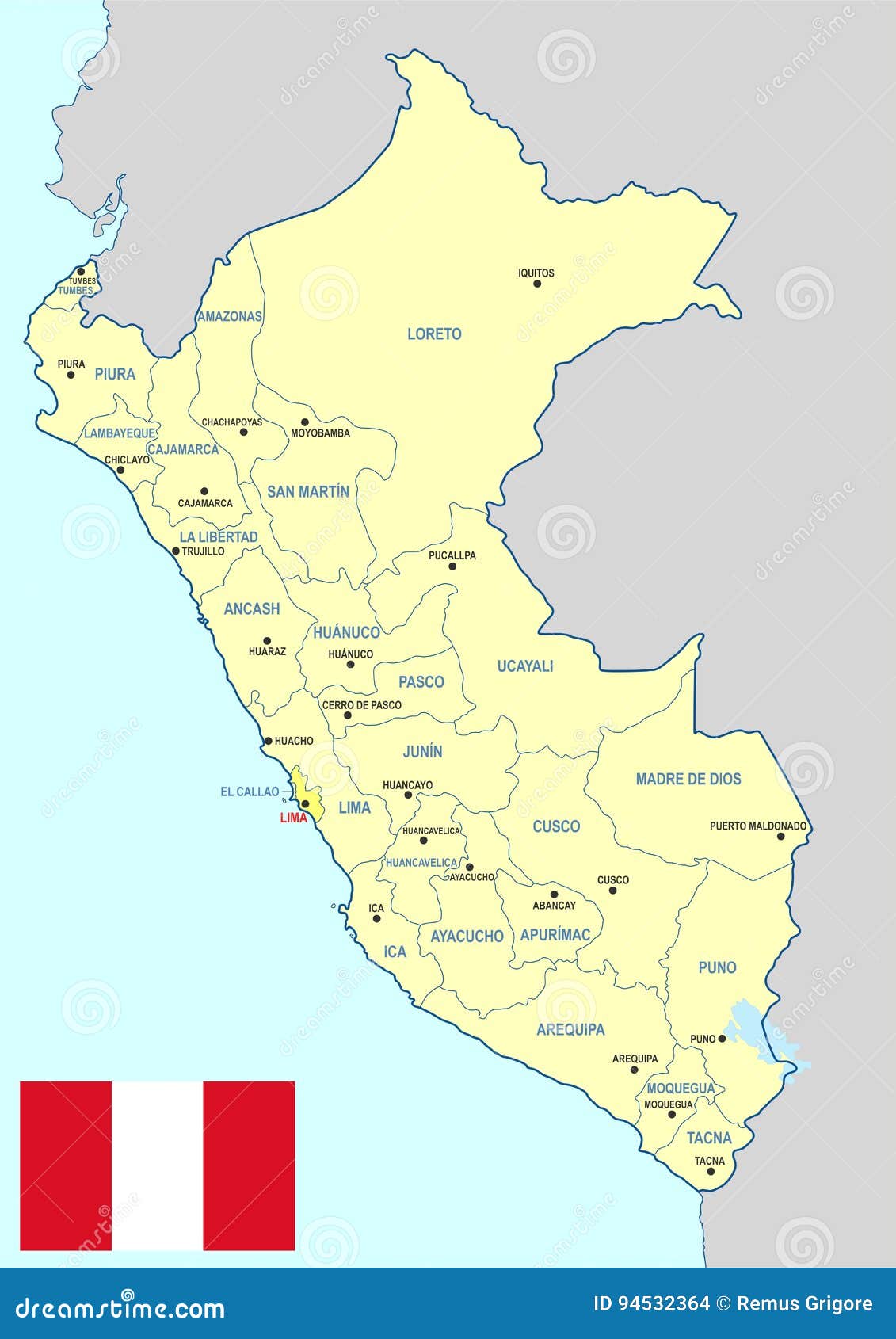 De kaart van Peru vector illustratie. Illustration of ucyli - 94532364