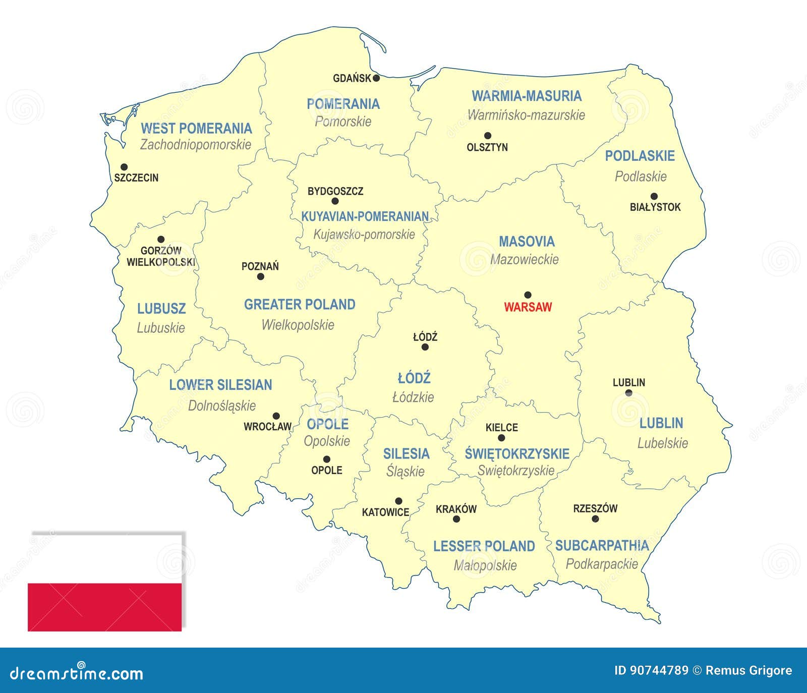 De kaart van Polen vector illustratie. Illustration of bialystok - 90744789