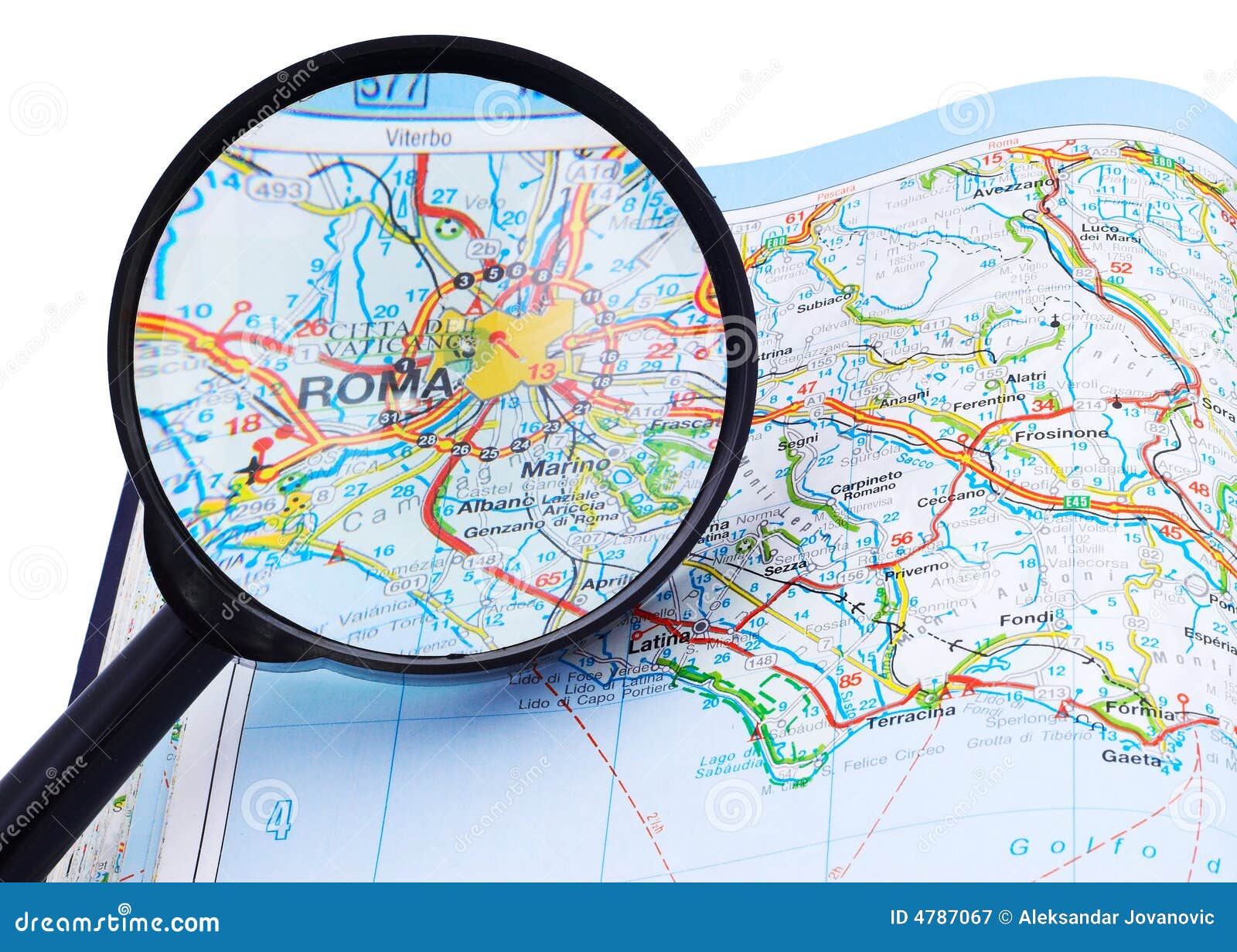 De Kaart Van Rome - Van Rome Onder Lupe Stock Afbeelding - Image of ...