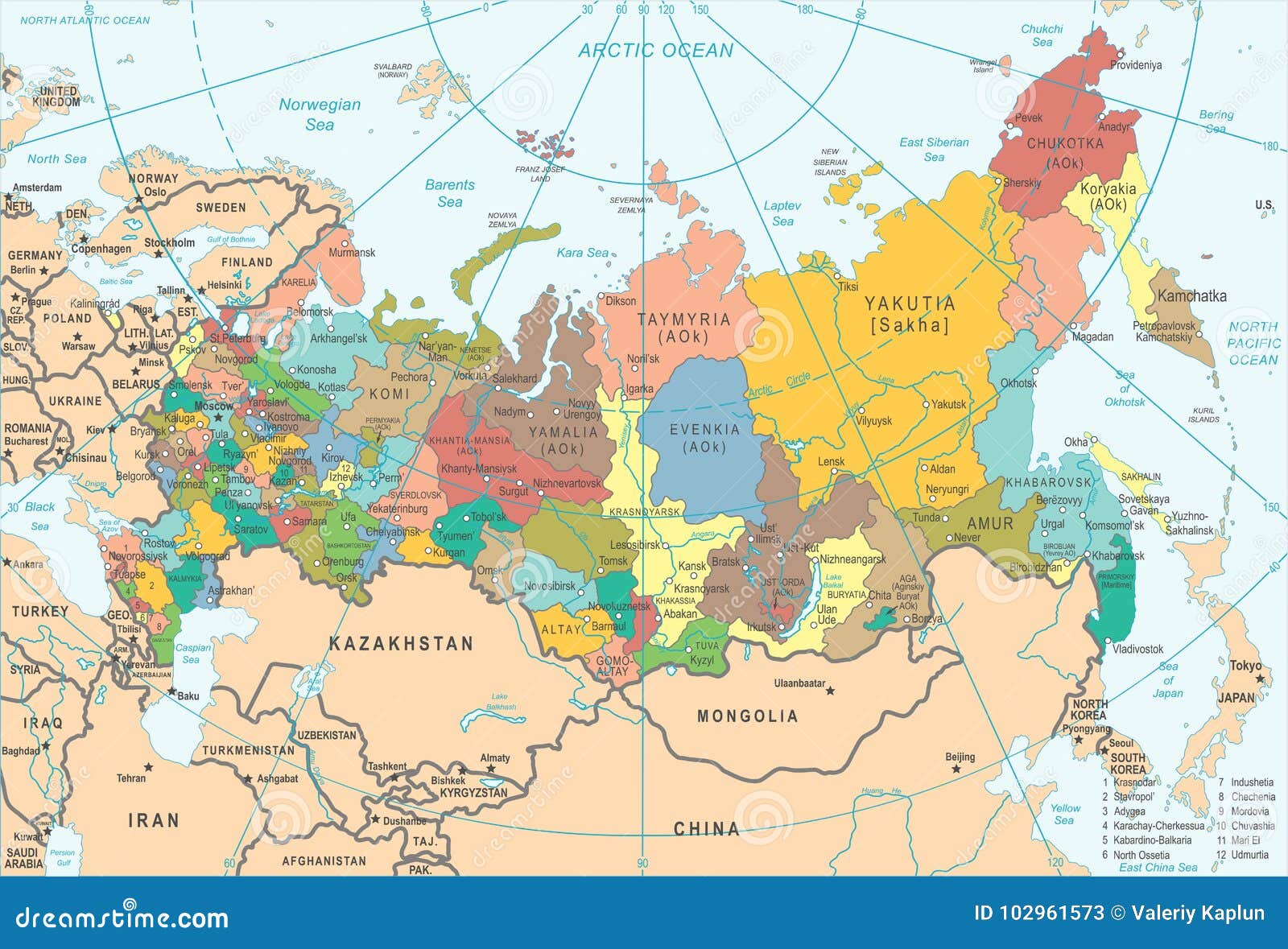 De Kaart Van Rusland - Vectorillustratie Stock Illustratie ...