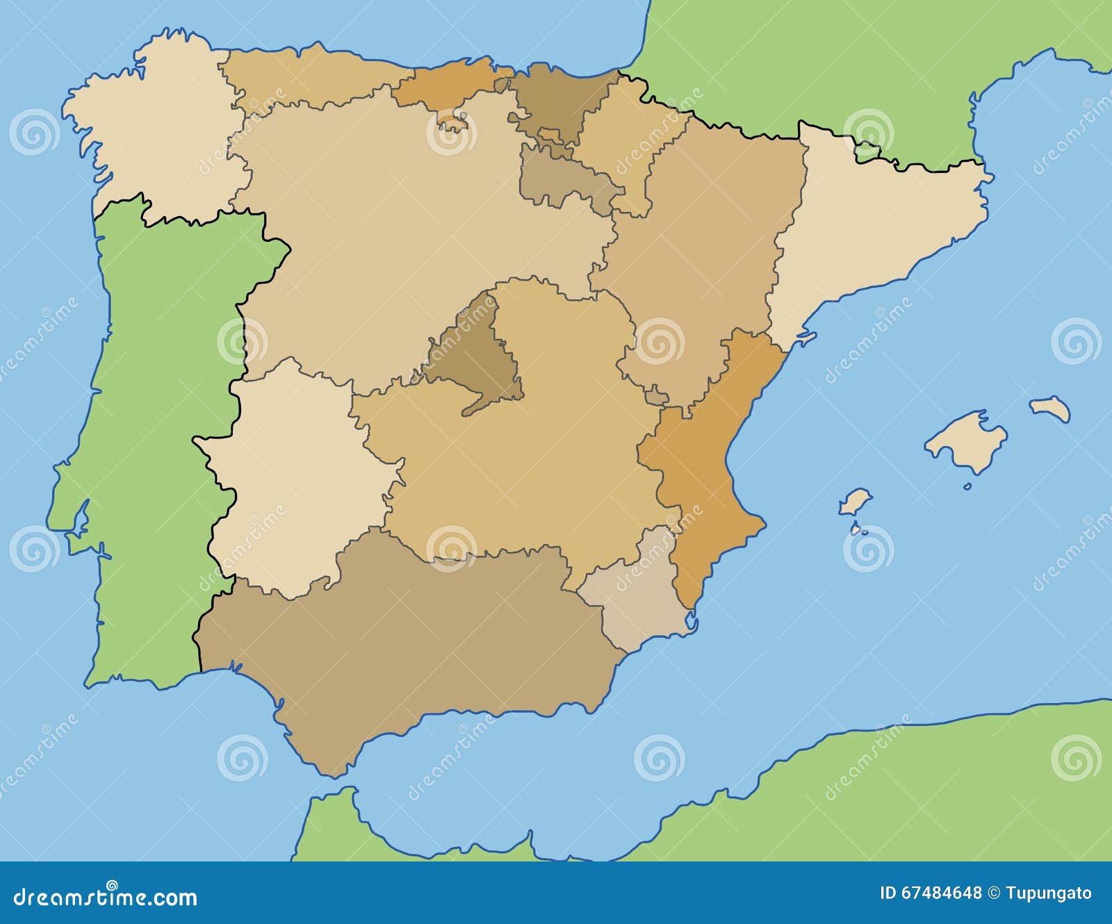 De kaart van Spanje vector illustratie. Illustration of provincies ...