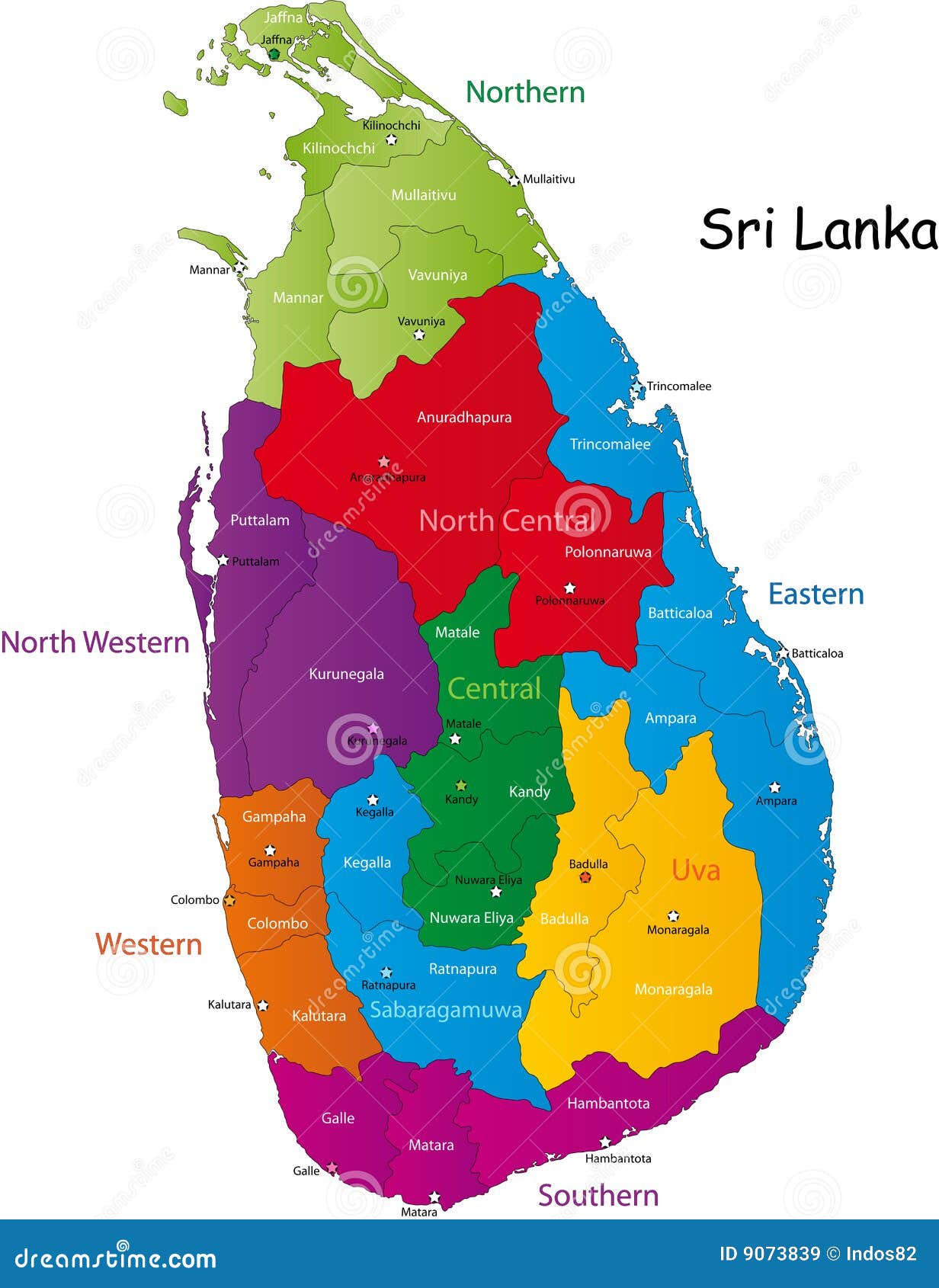 De kaart van Sri Lanka vector illustratie. Illustratie bestaande uit ...