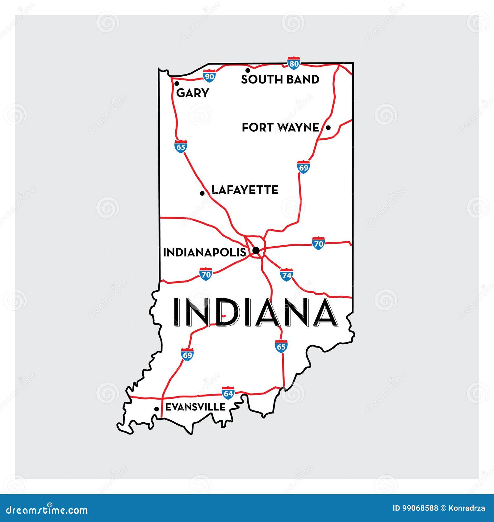 De Kaart Van De Staat Van De V.S. - INDIANA Vector Illustratie ...