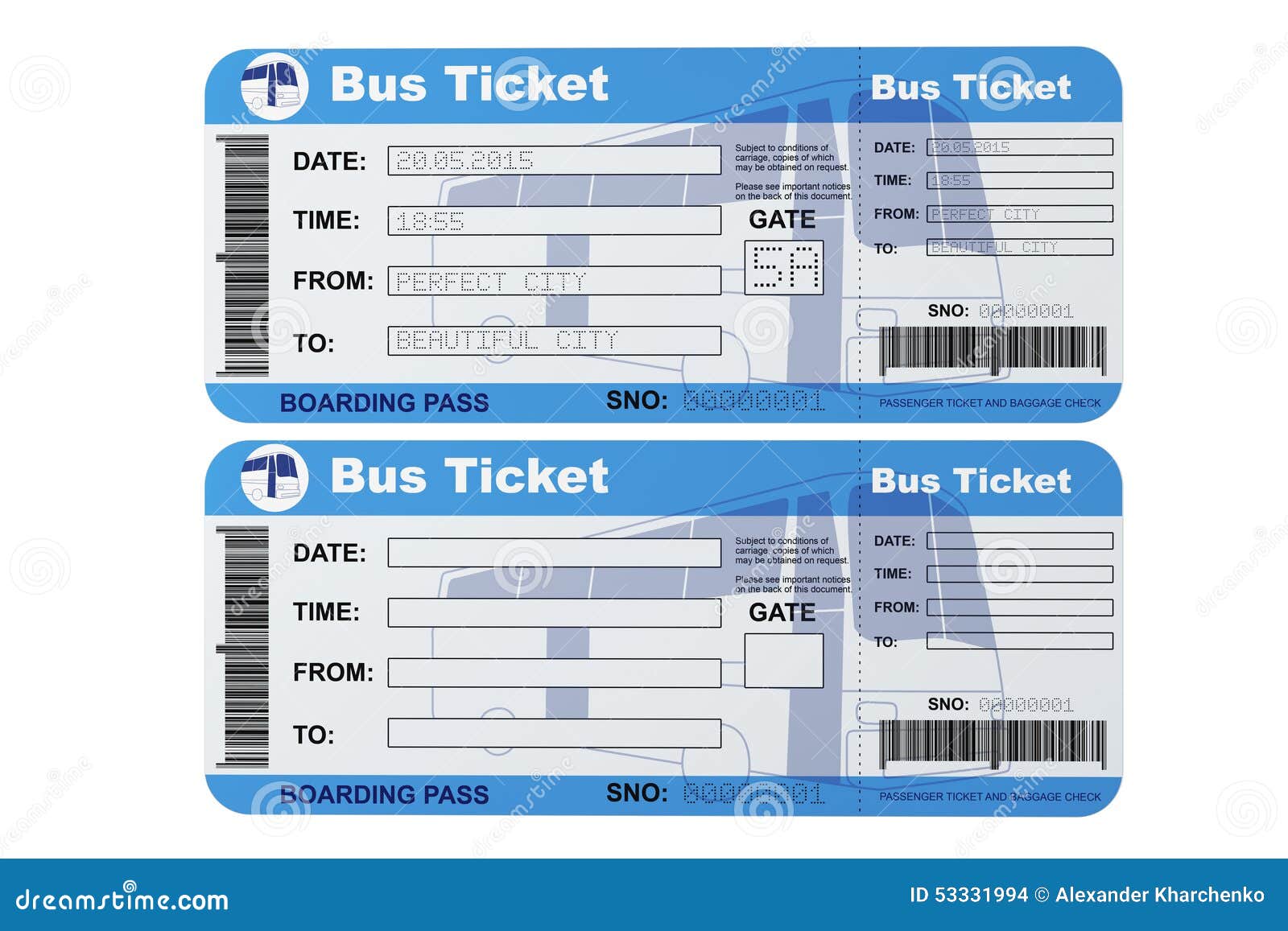 De Kaartjes Van De Bus Instapkaart Stock Illustratie - Illustration of ...