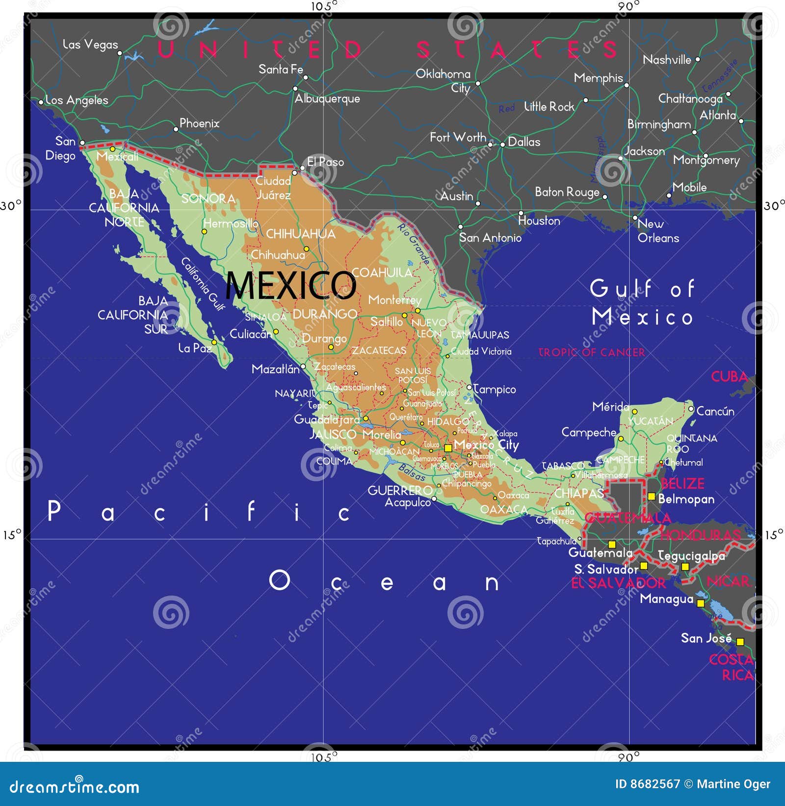 De kaartVector van Mexico vector illustratie. Illustration of ...