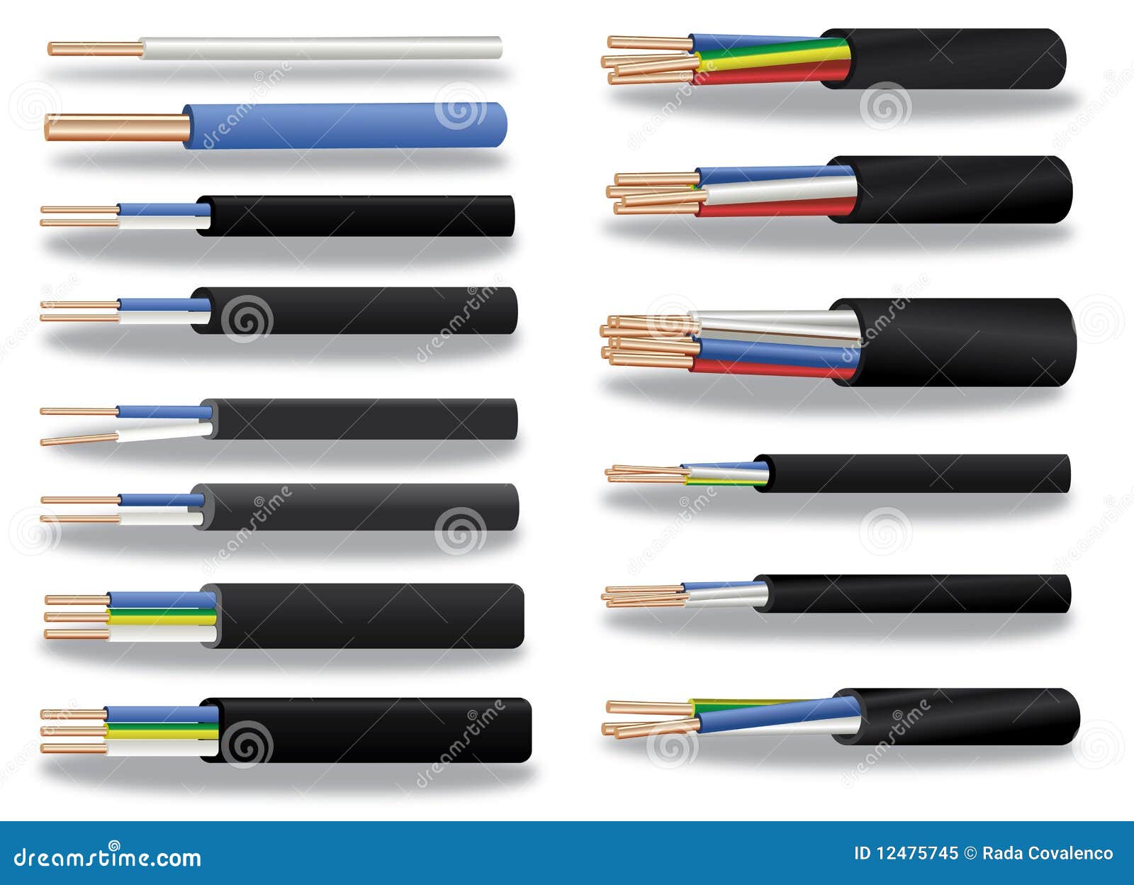 De kabel van het koper vector illustratie. Illustration of blauw - 12475745